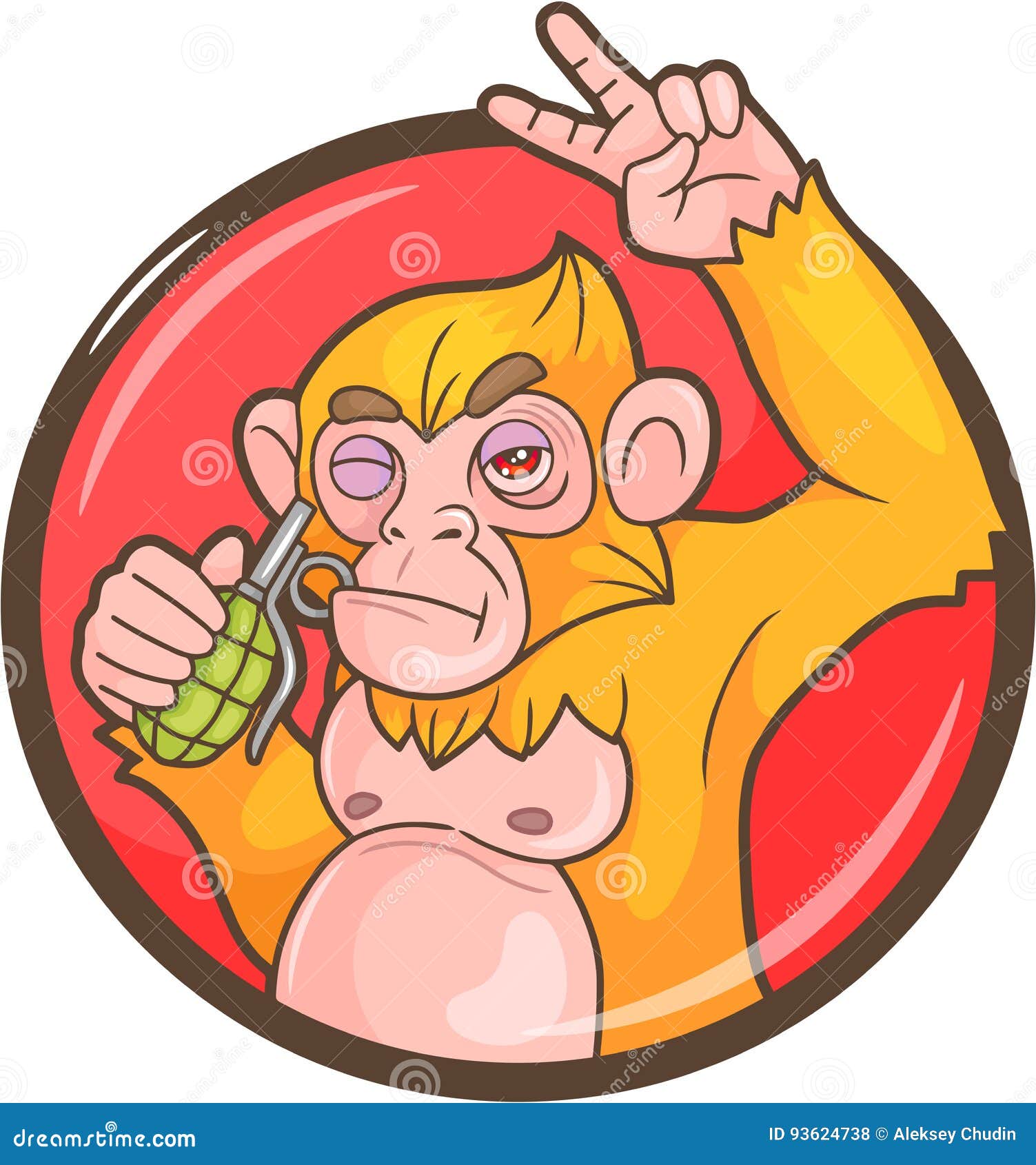 Monkey With A Grenade Cartoon Vector | CartoonDealer.com #42523895