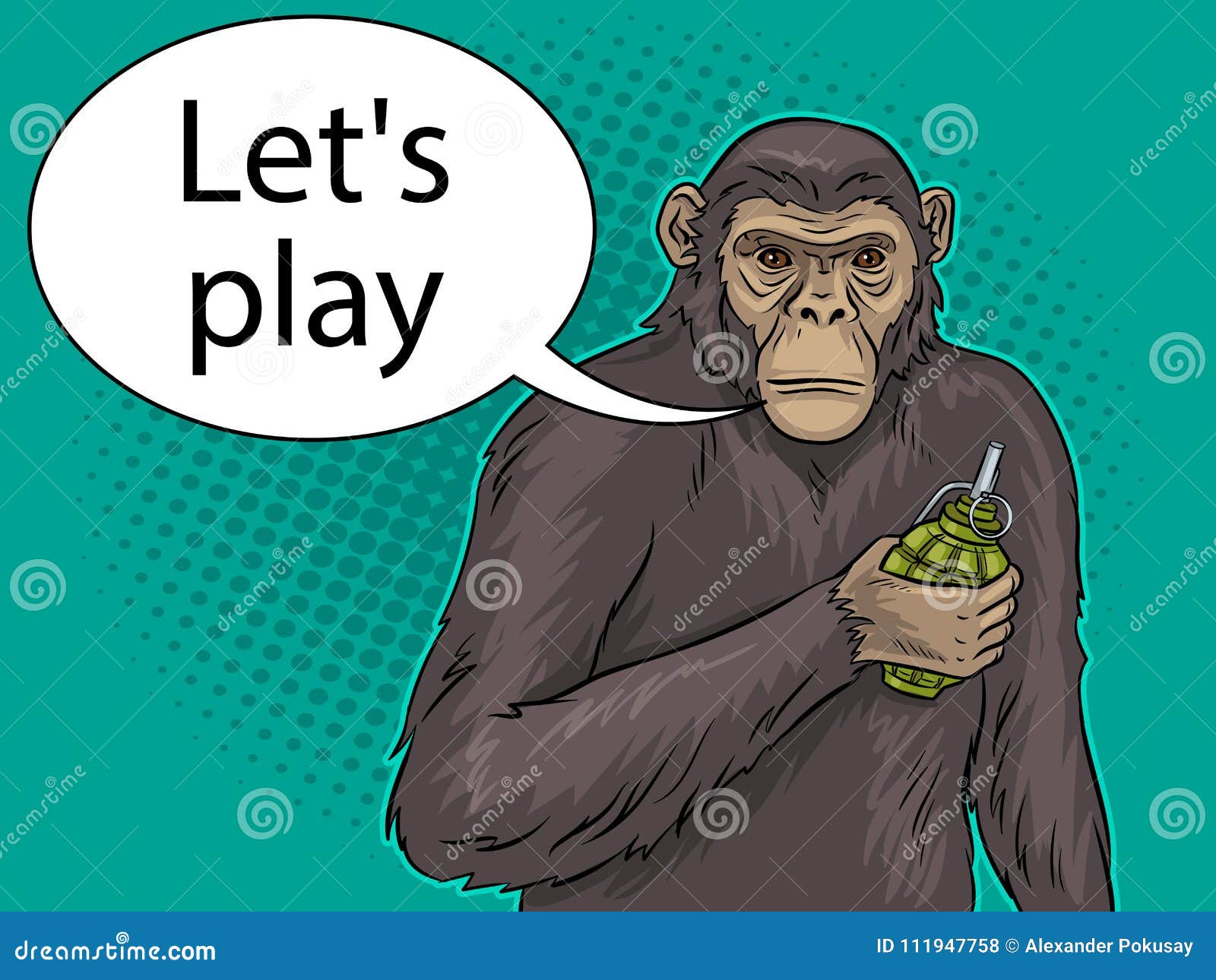 Monkey With A Grenade Cartoon Vector | CartoonDealer.com #42523895