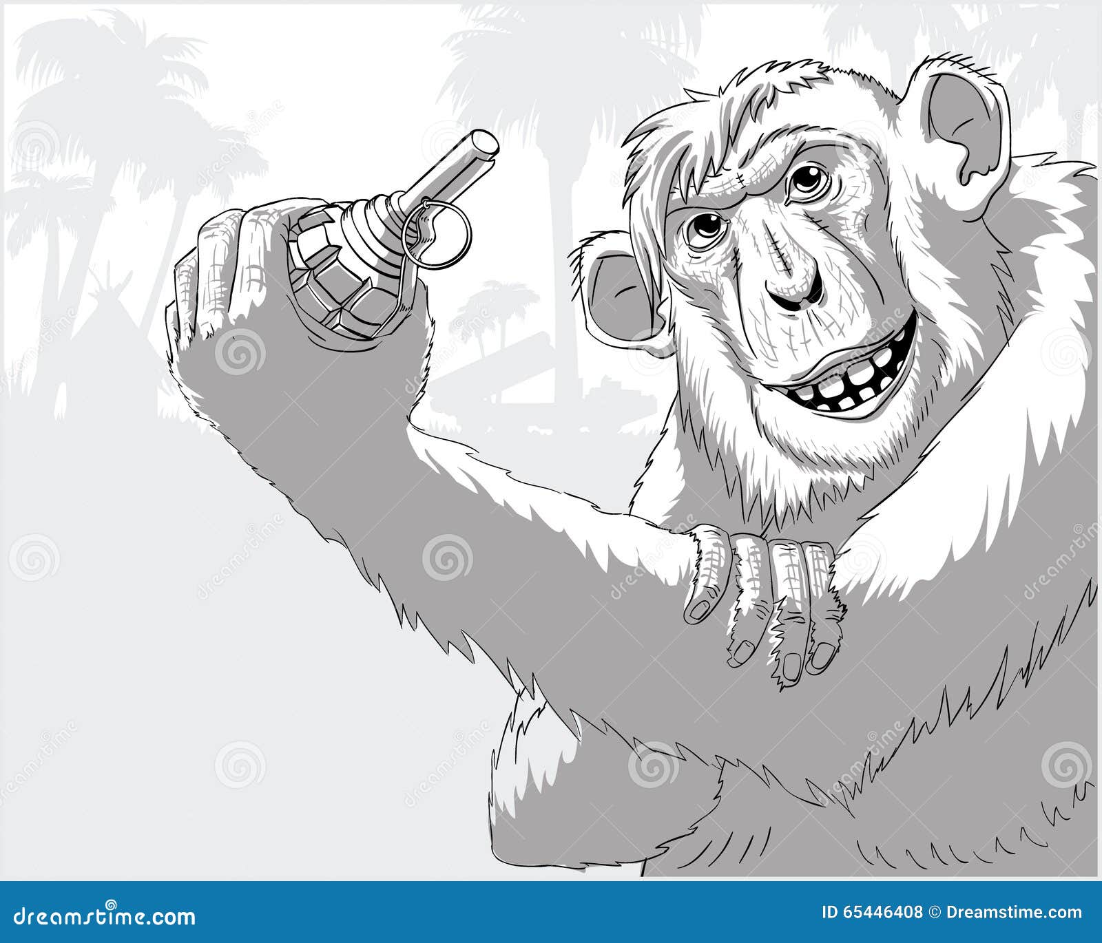 Monkey With Grenade Pop Art Vector Illustration | CartoonDealer.com #111947758