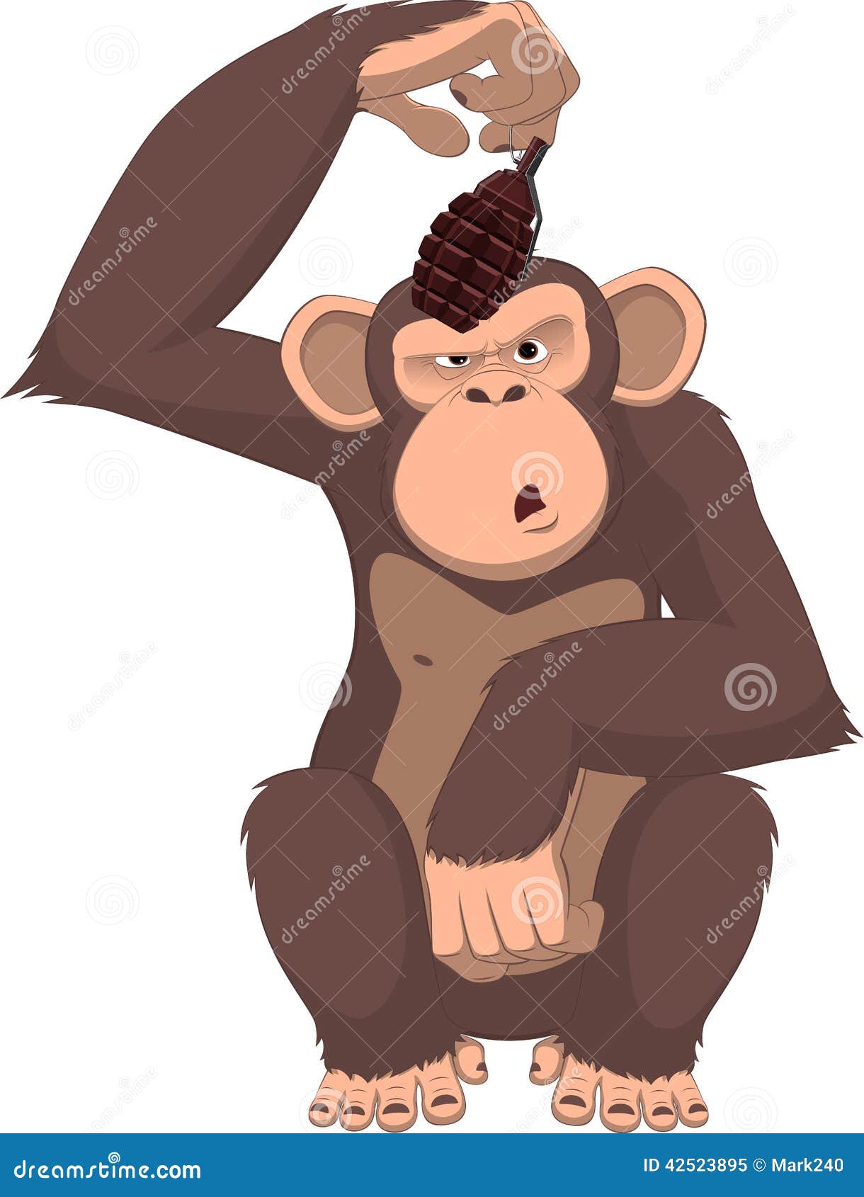 Monkey With A Grenade Cartoon Vector | CartoonDealer.com #42523895