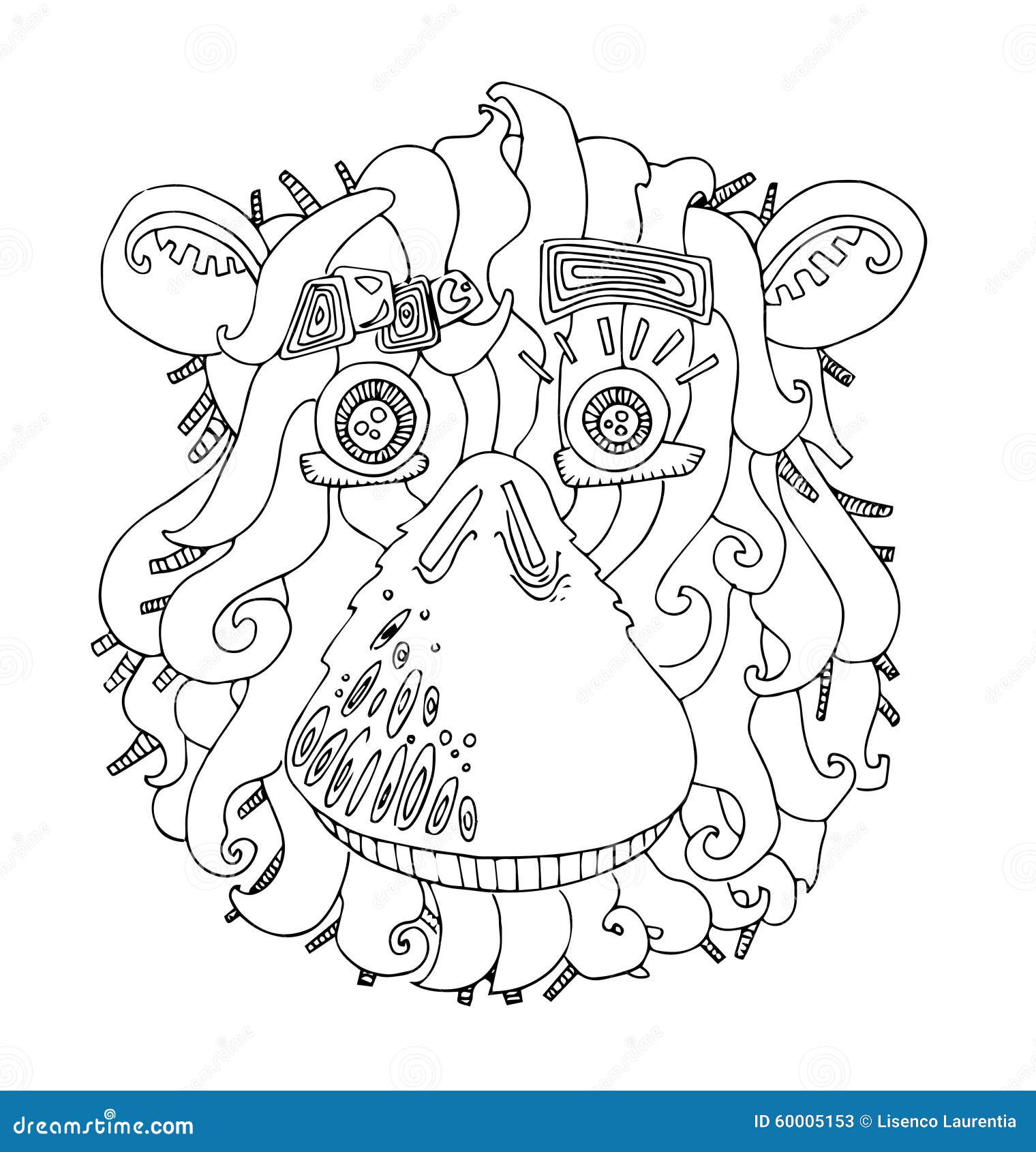 The Monkey Hand Drawing Outline Cartoon For Coloring Vector ...