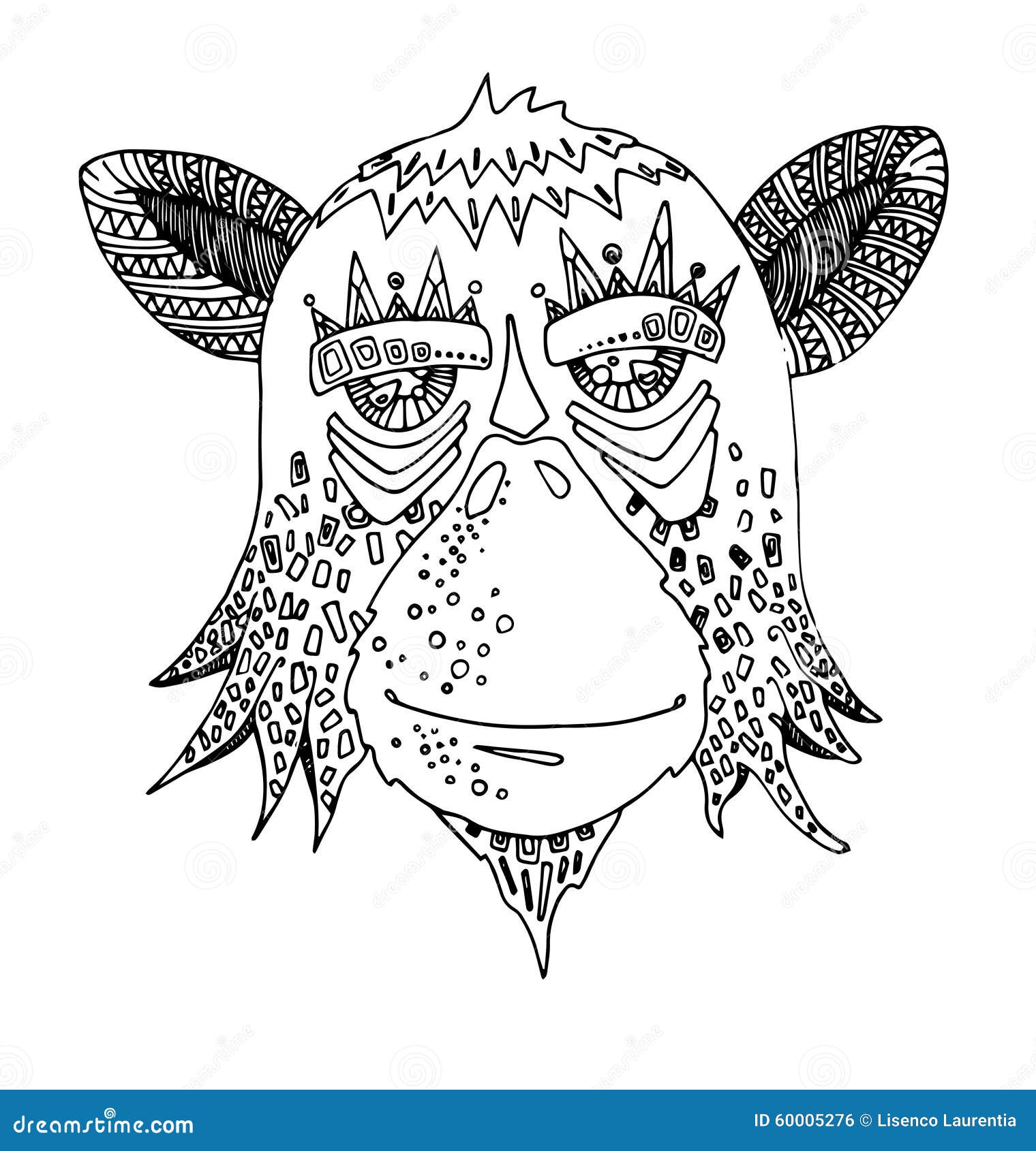 The Monkey Hand Drawing Outline Cartoon For Coloring Vector ...