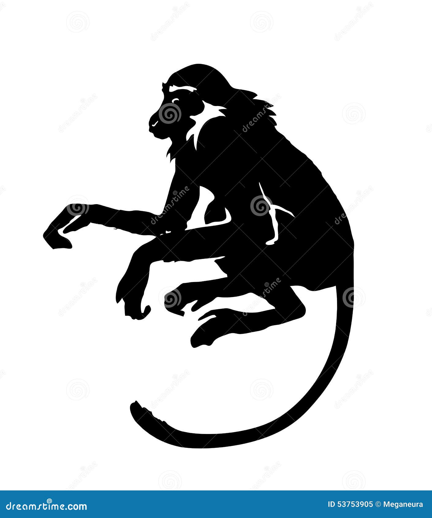 The Monkey Hand Drawing Outline Cartoon For Coloring Vector ...