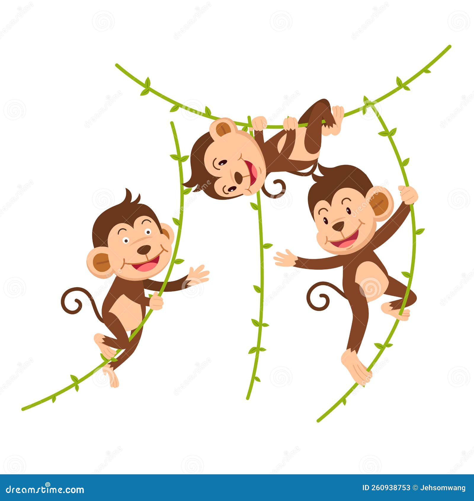 The Monkey Hangs on a Branch Isolated Stock Vector - Illustration of ...