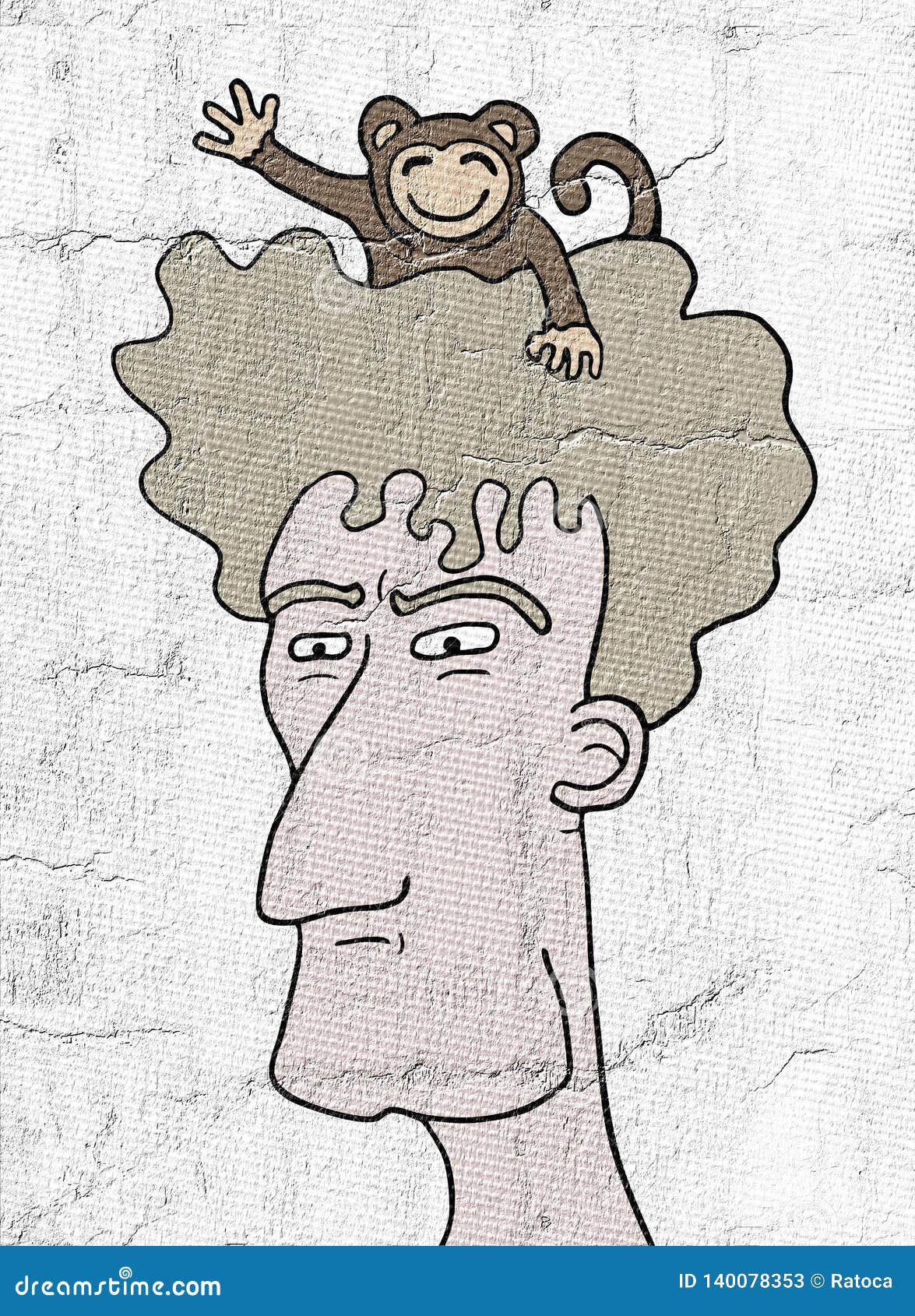 Monkey in head stock illustration. Illustration of chimpanzee - 140078353