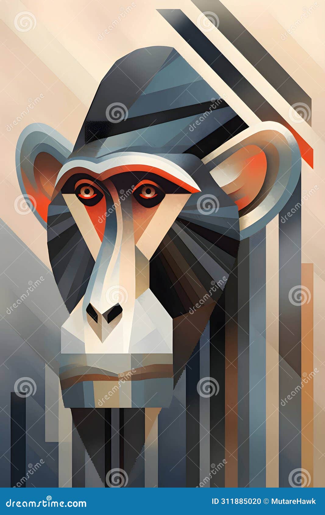 Monkey Head on Abstract Background. Vector Illustration for Your Design ...