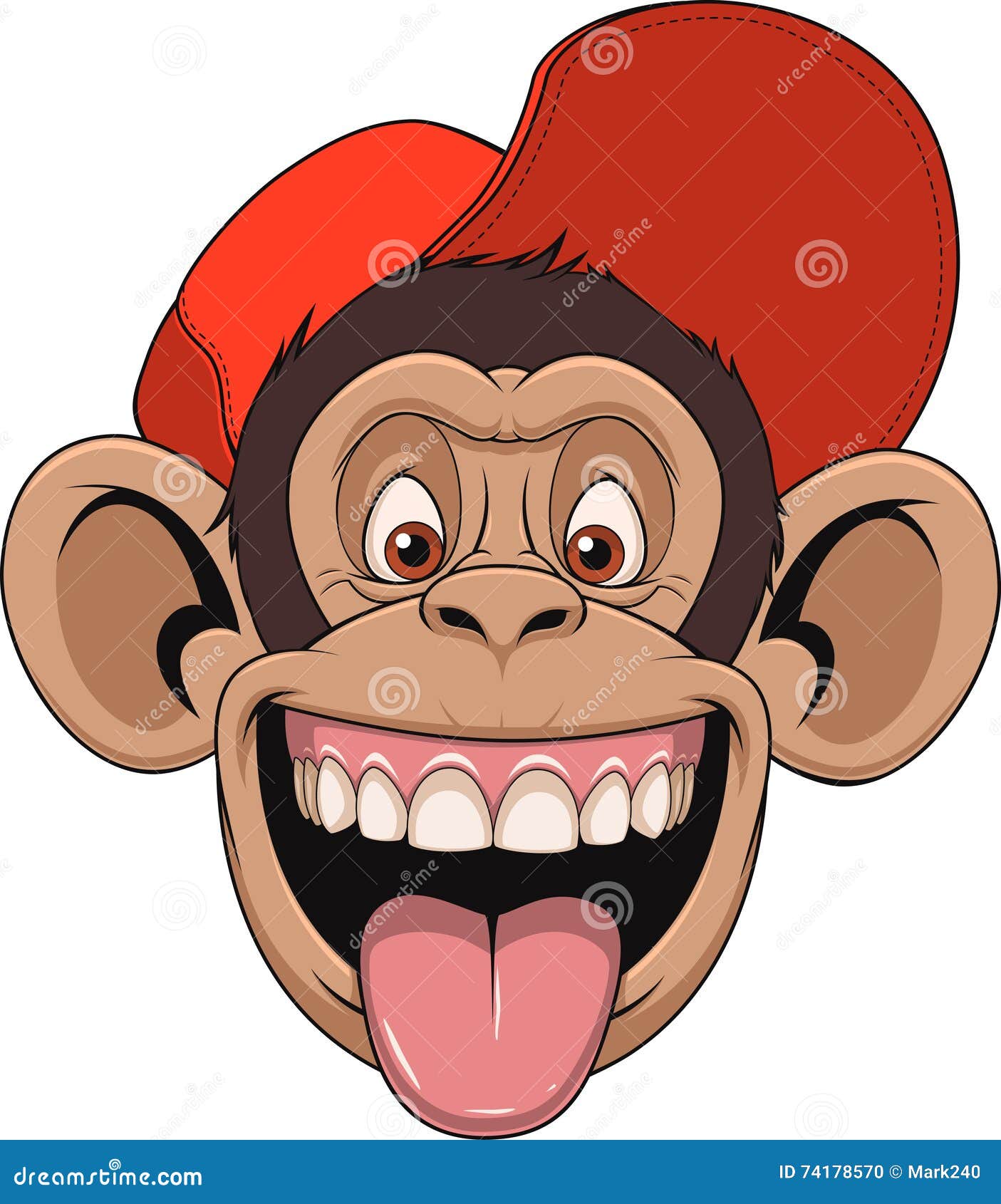Monkey`s Head In A Baseball Cap Vector Illustration | CartoonDealer.com ...