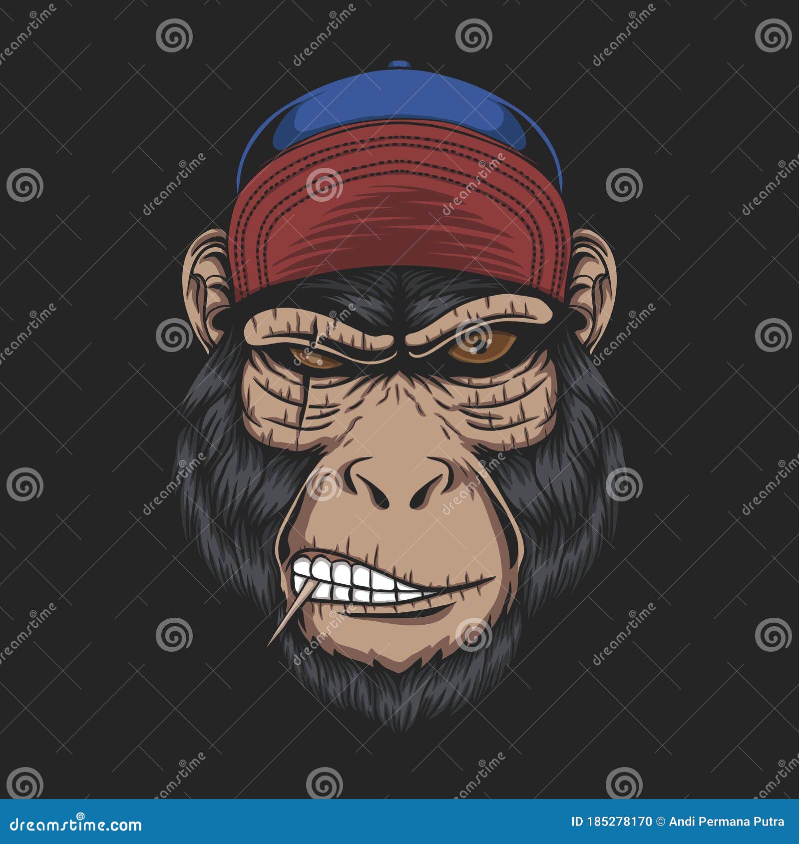 Monkey Head Cap Vector Illustration Stock Vector - Illustration of ...