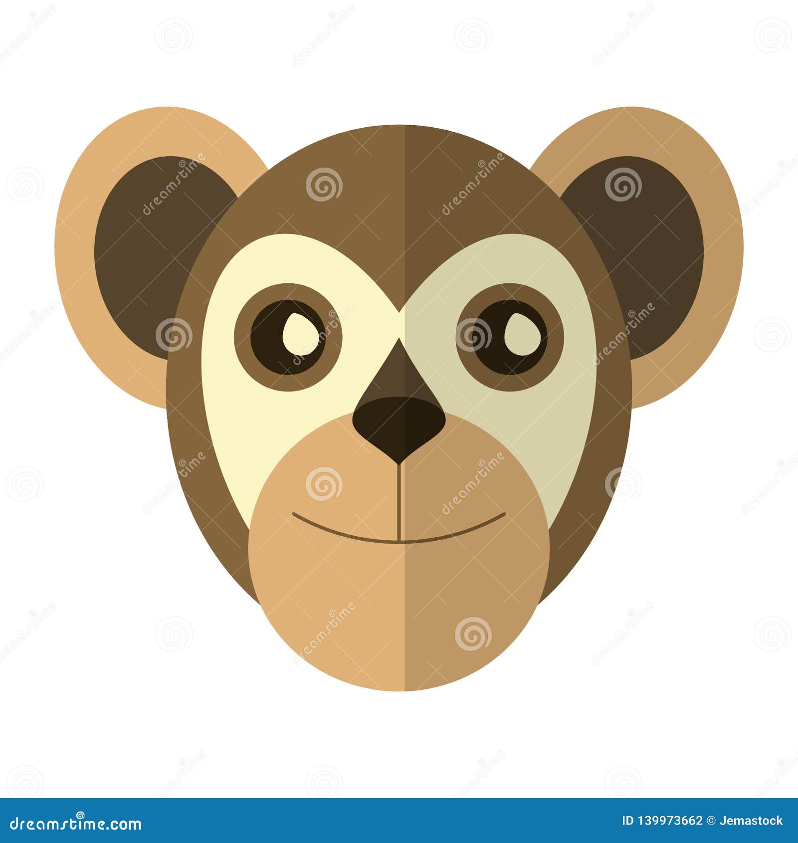 Monkey Head Cartoon Isolated Stock Vector - Illustration of happy ...