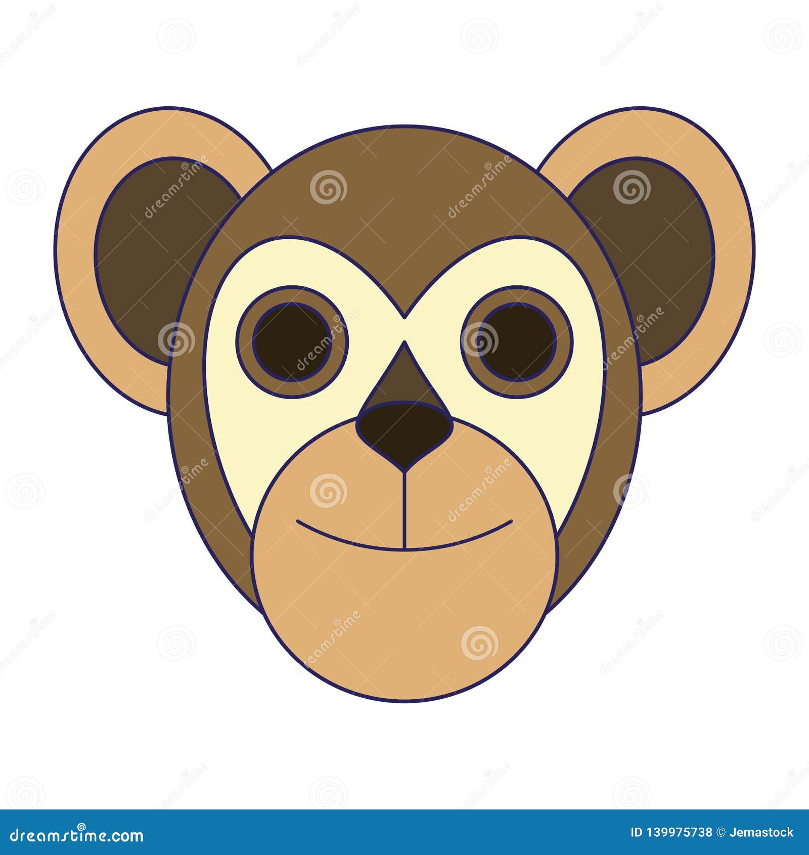 Monkey Head Cartoon Isolated Stock Vector - Illustration of animal ...