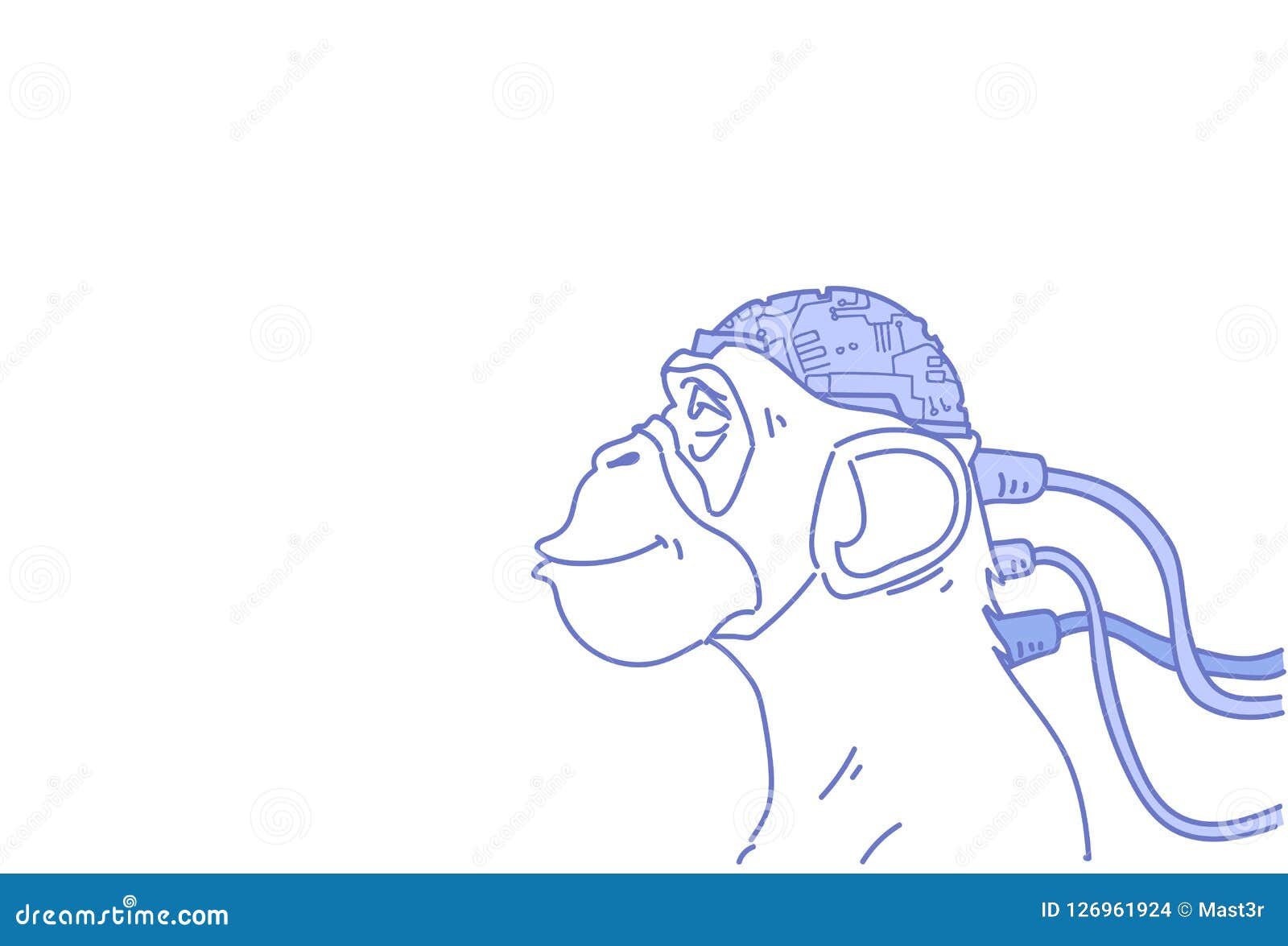 Monkey Head Connected Modern Cyborg Brain Artificial Intelligence ...