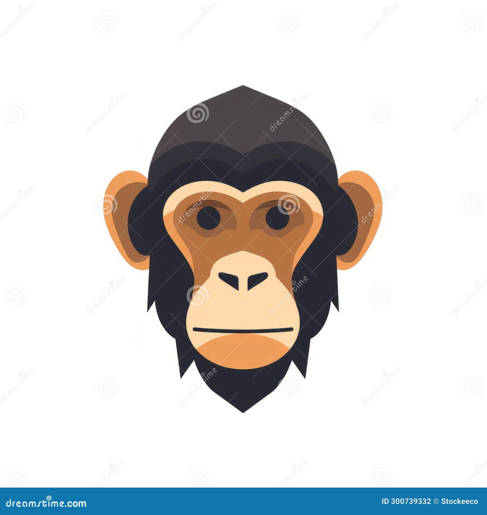 Colorful Flat Style Chimpanzee Head Illustration by Rupert Bunny Stock ...