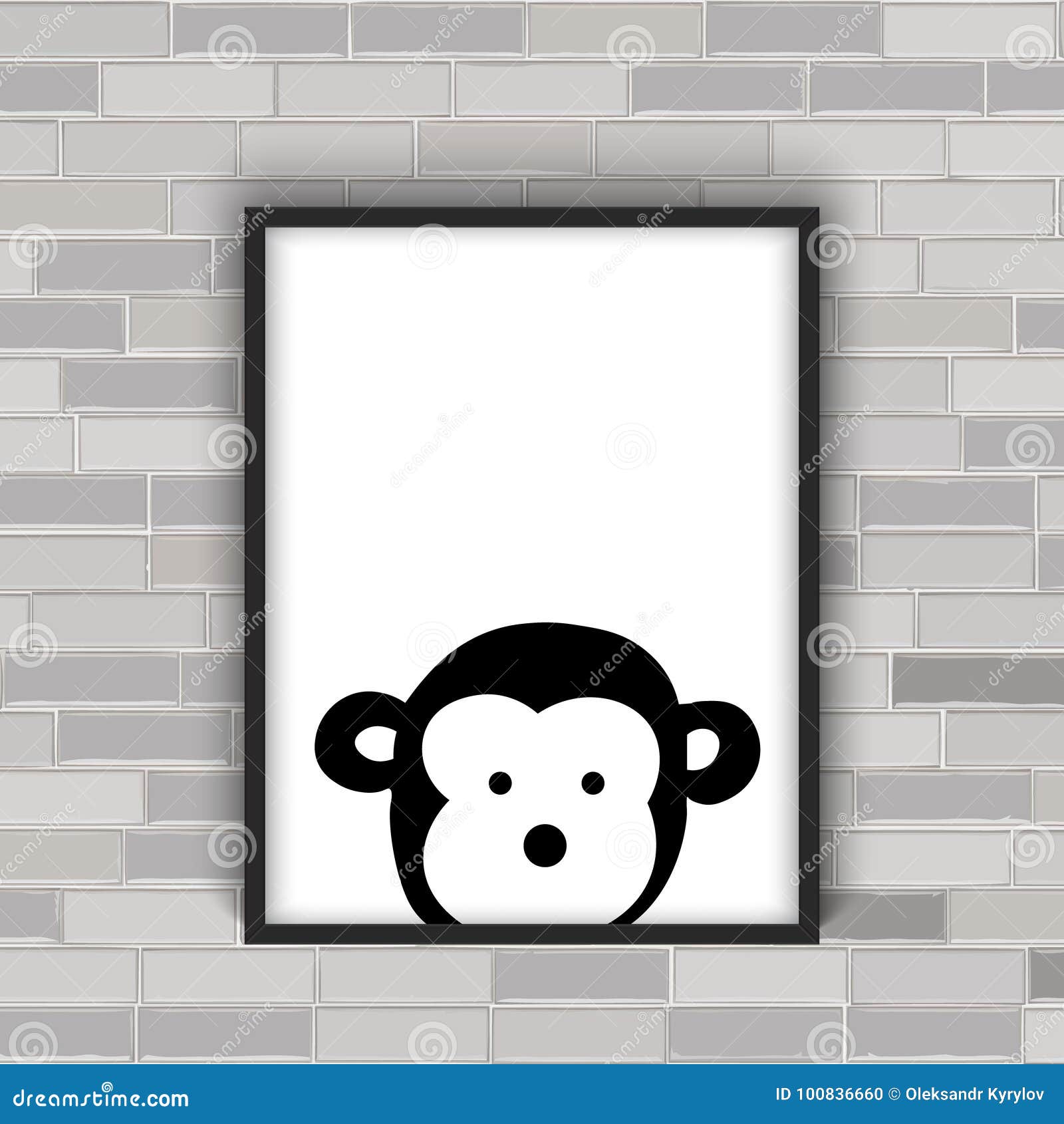 Monkey head in the frame stock vector. Illustration of background ...
