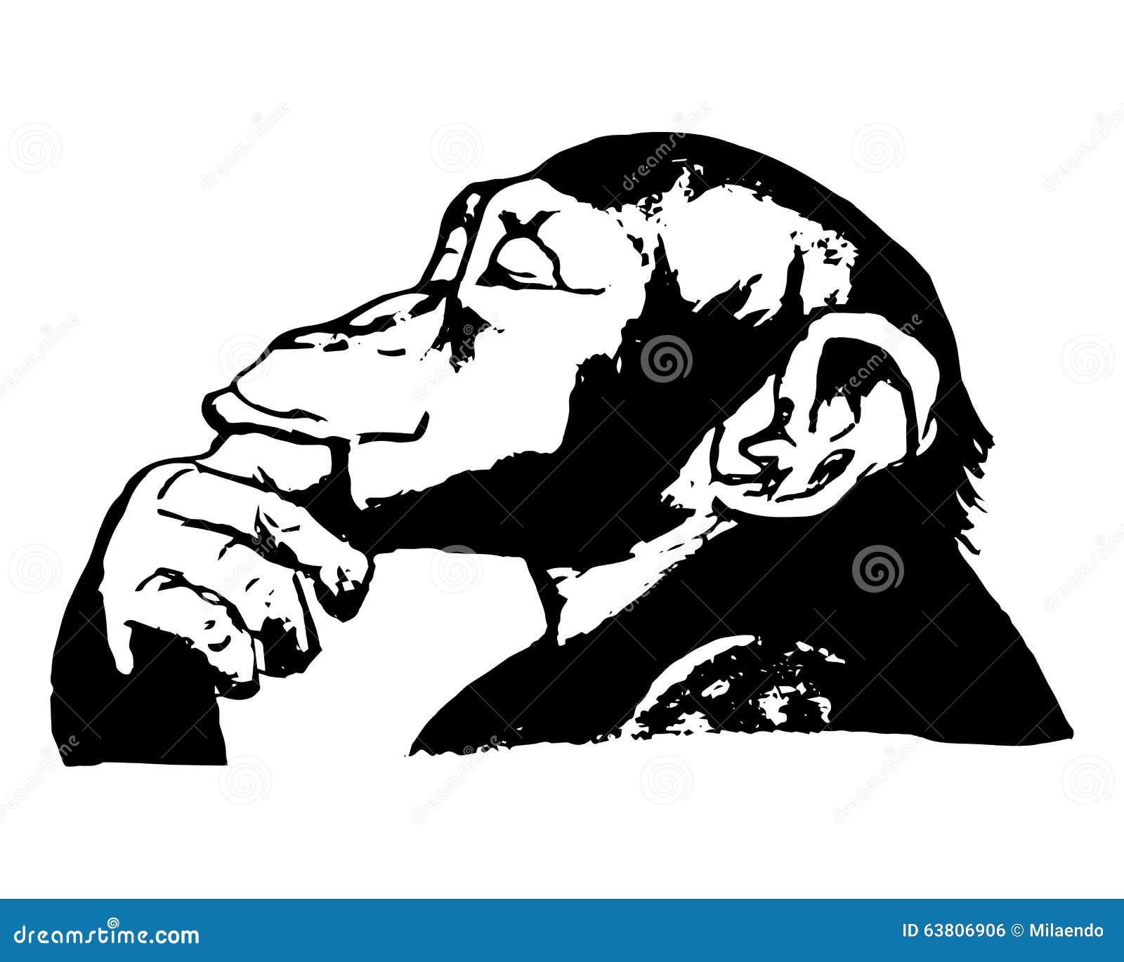 Monkey Head (graphics) - the Chimp S Thinking Stock Vector ...