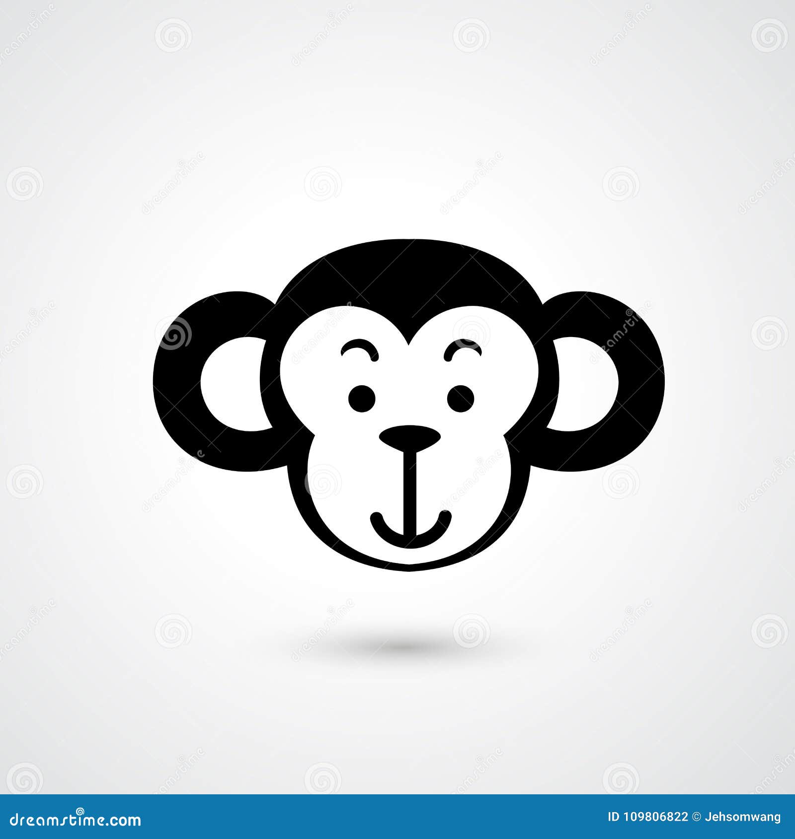 Monkey head icon vector stock vector. Illustration of funny - 109806822