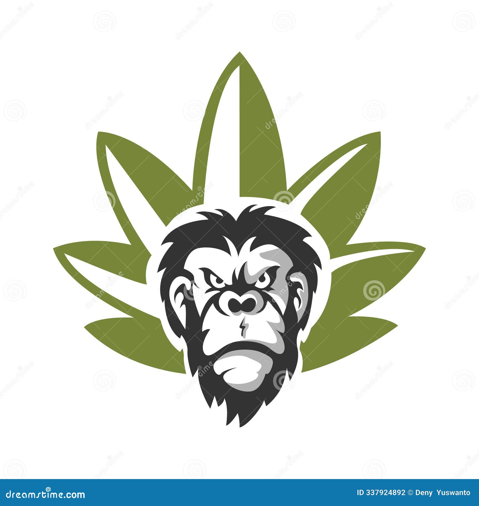 Monkey Head with Marijuana Logo Stock Vector - Illustration of artwork ...
