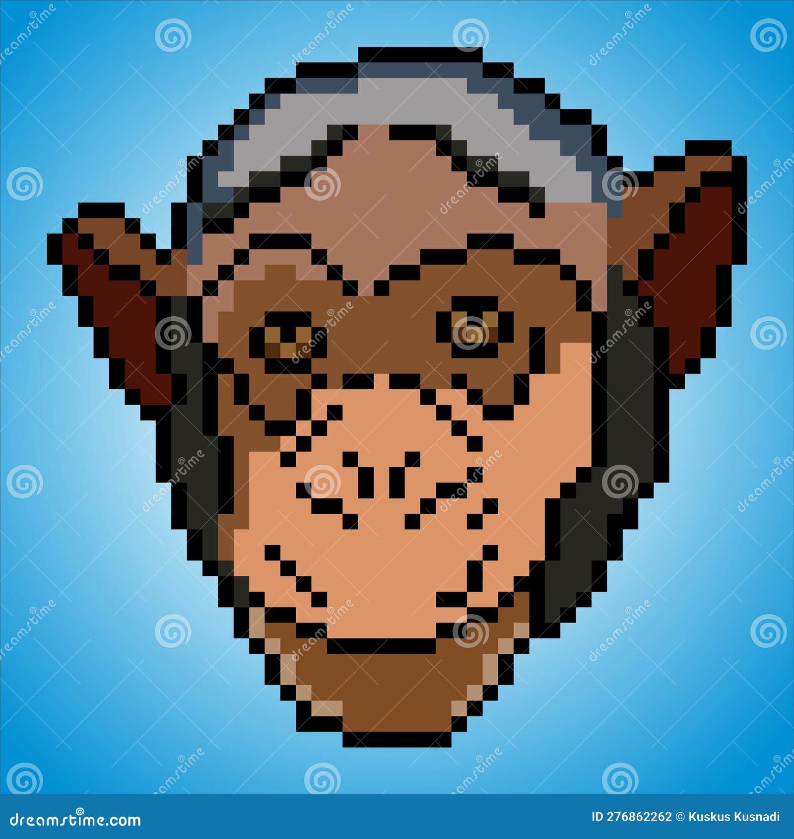 Monkey head with pixel art stock vector. Illustration of character ...