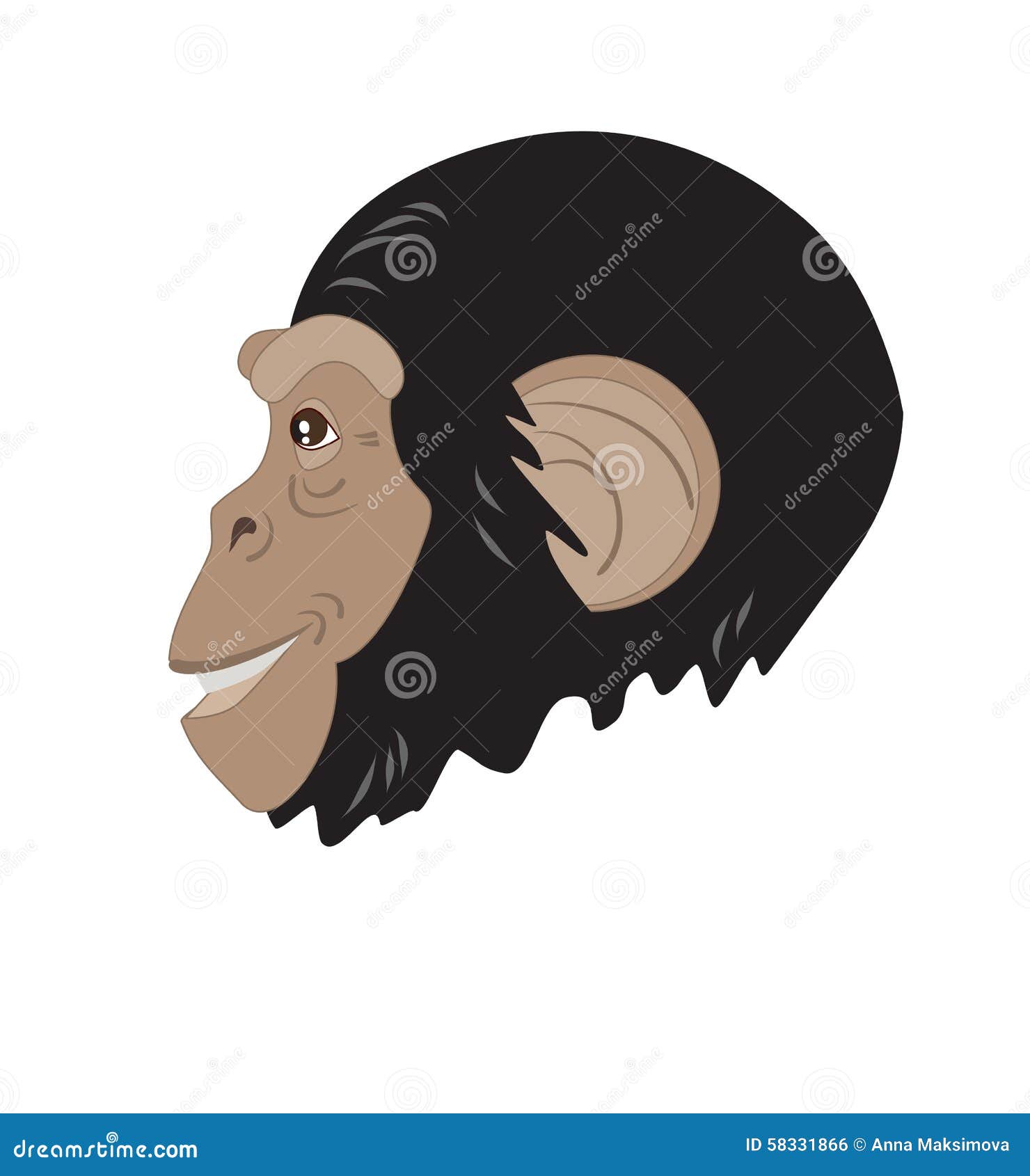 Monkey head in profile stock vector. Illustration of monkey - 58331866