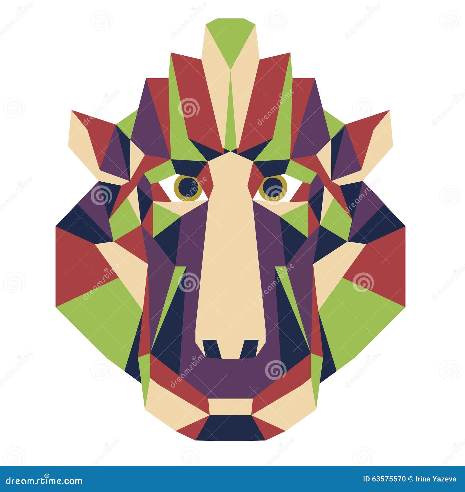 Monkey Head Triangular Icon - Low Poly Vector. Stock Vector ...