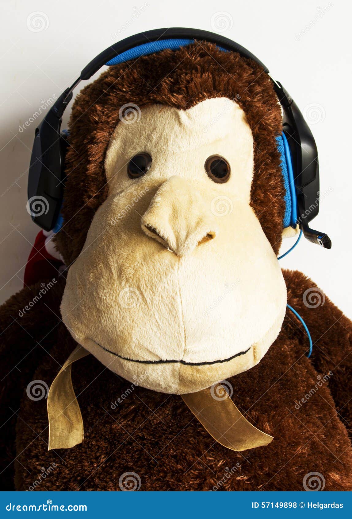Monkey with headphones stock photo. Image of funny, eyes - 57149898