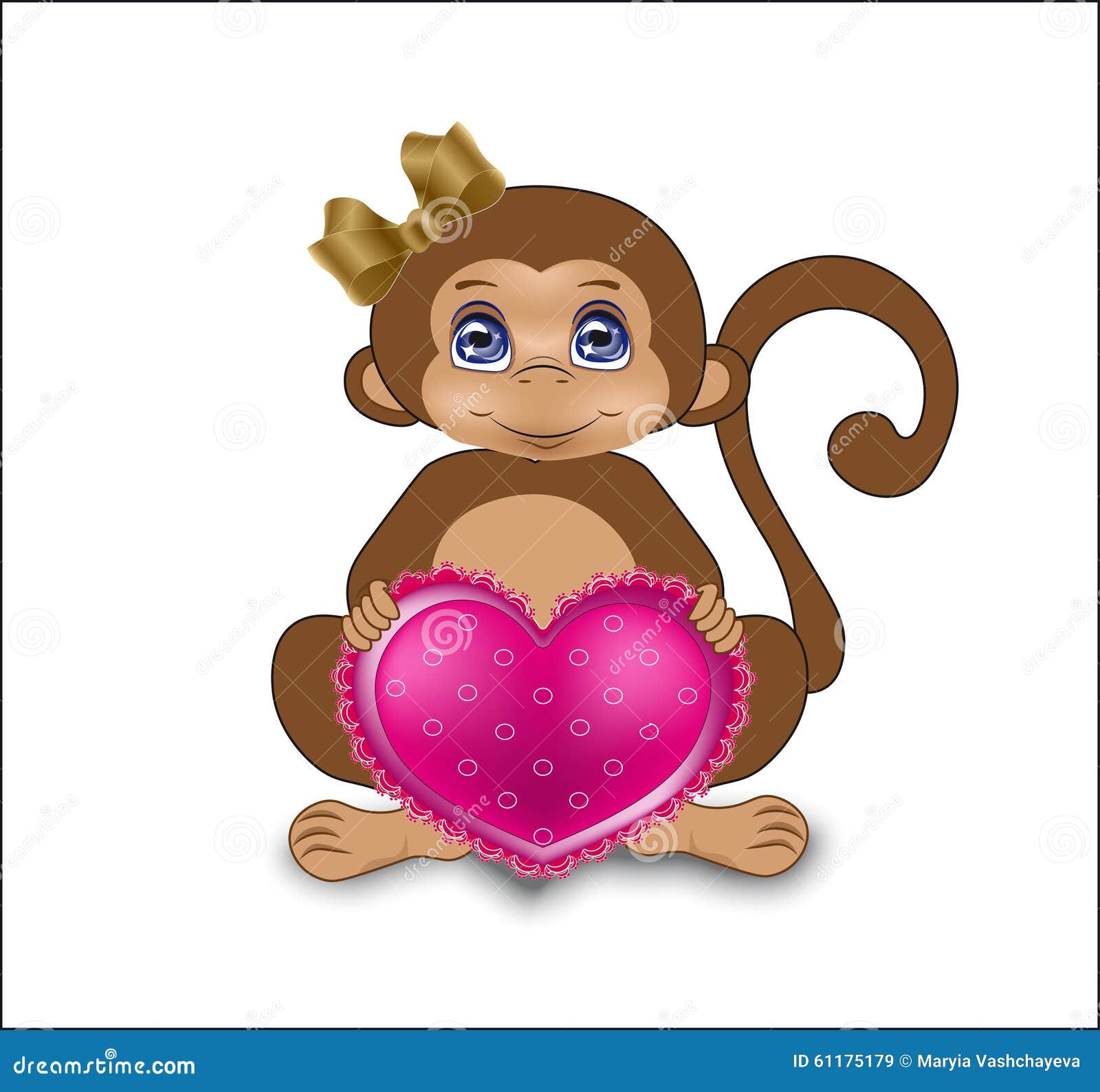 Monkey with heart stock vector. Illustration of valentines - 61175179