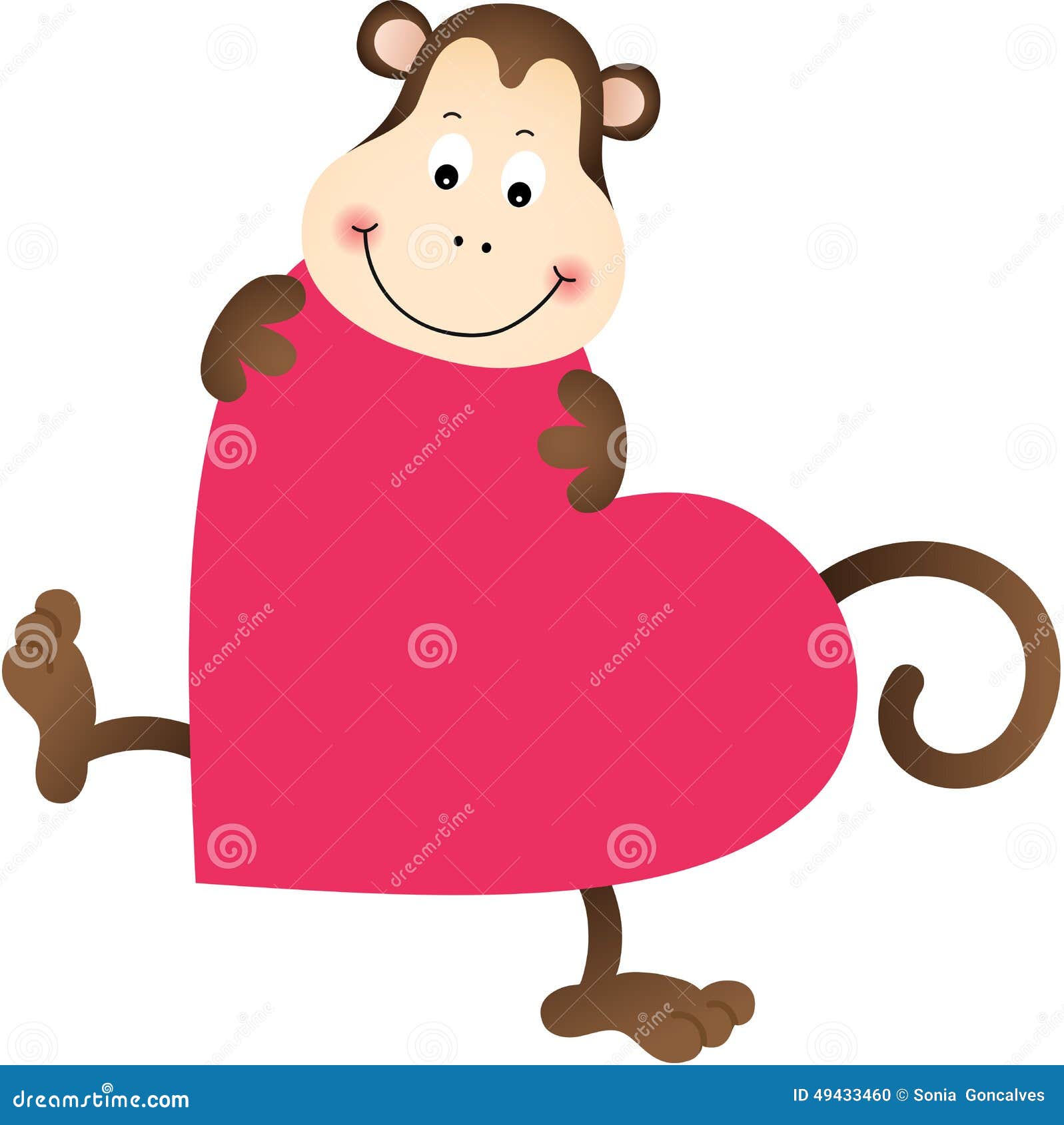 Monkey on heart shaped stock vector. Illustration of isolated - 49433460
