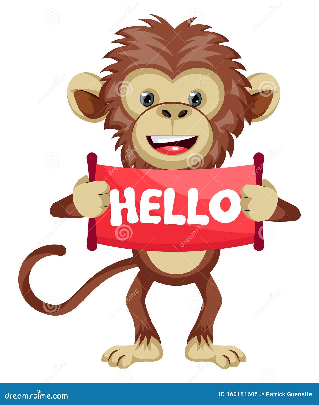Monkey with Hello Sign, Illustration, Vector Stock Vector ...