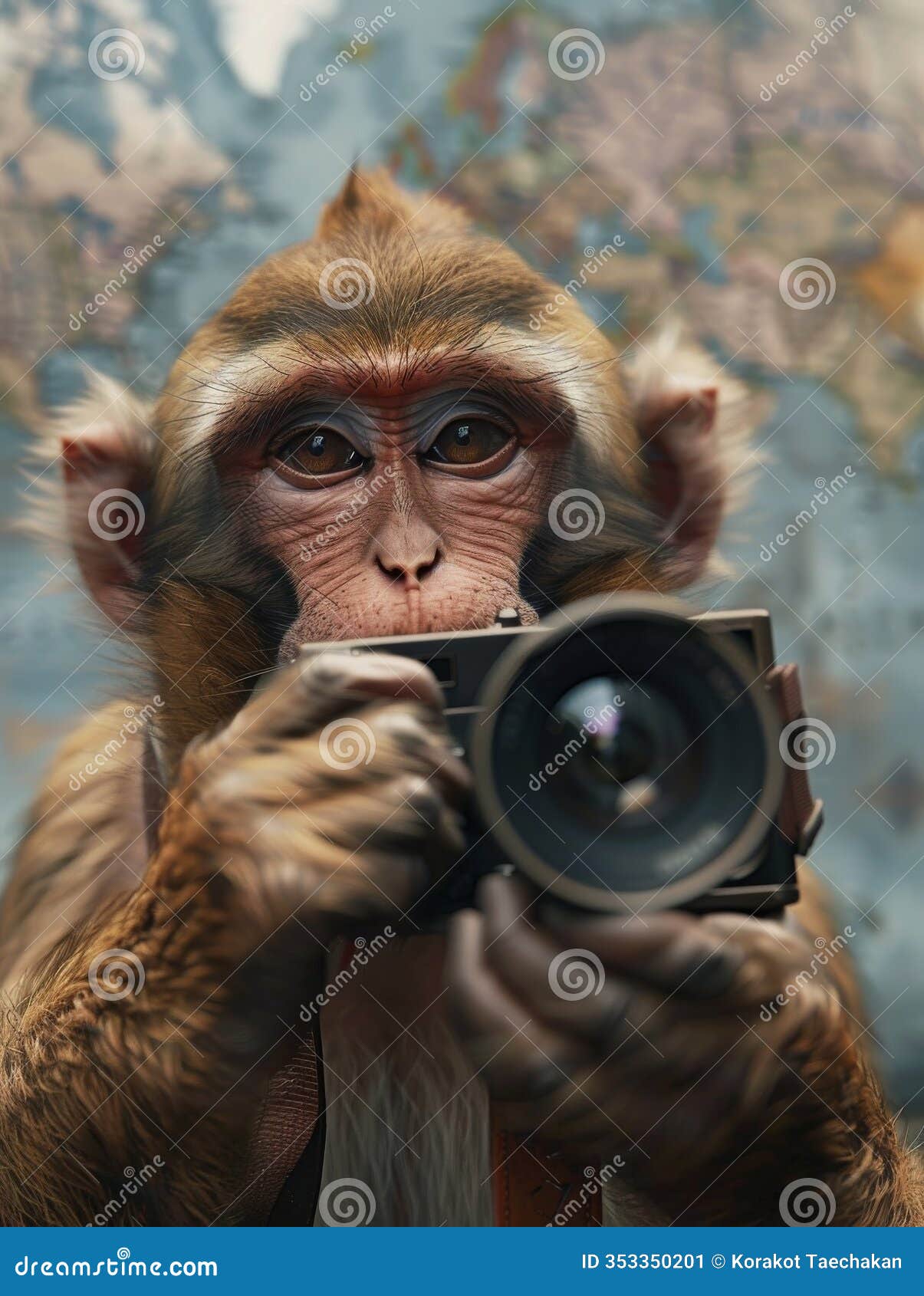 A Monkey is Holding a Camera and Looking at the Camera Stock Image ...