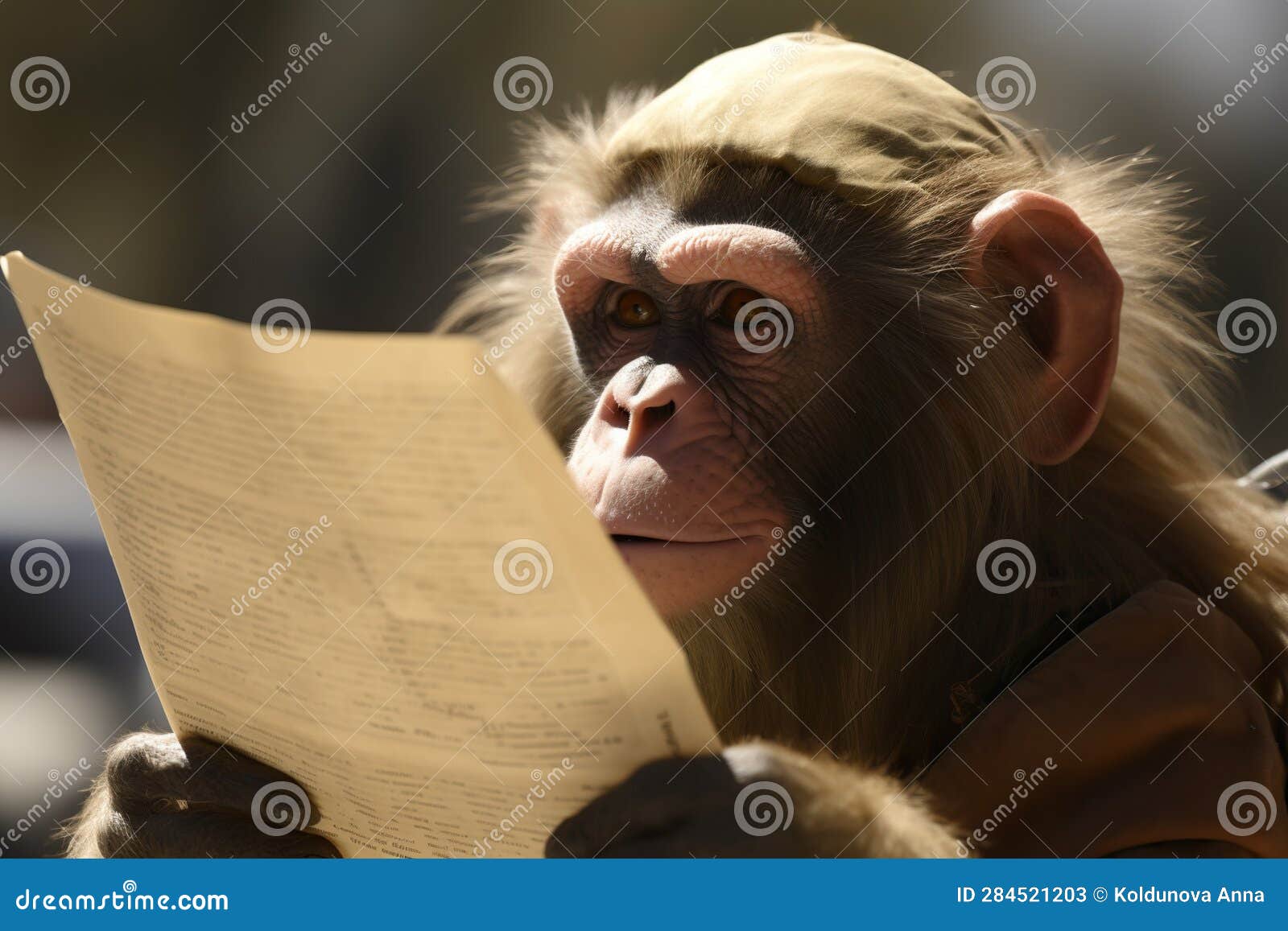 A Monkey Holding Paper Reading , Created with Generative AI Technology ...