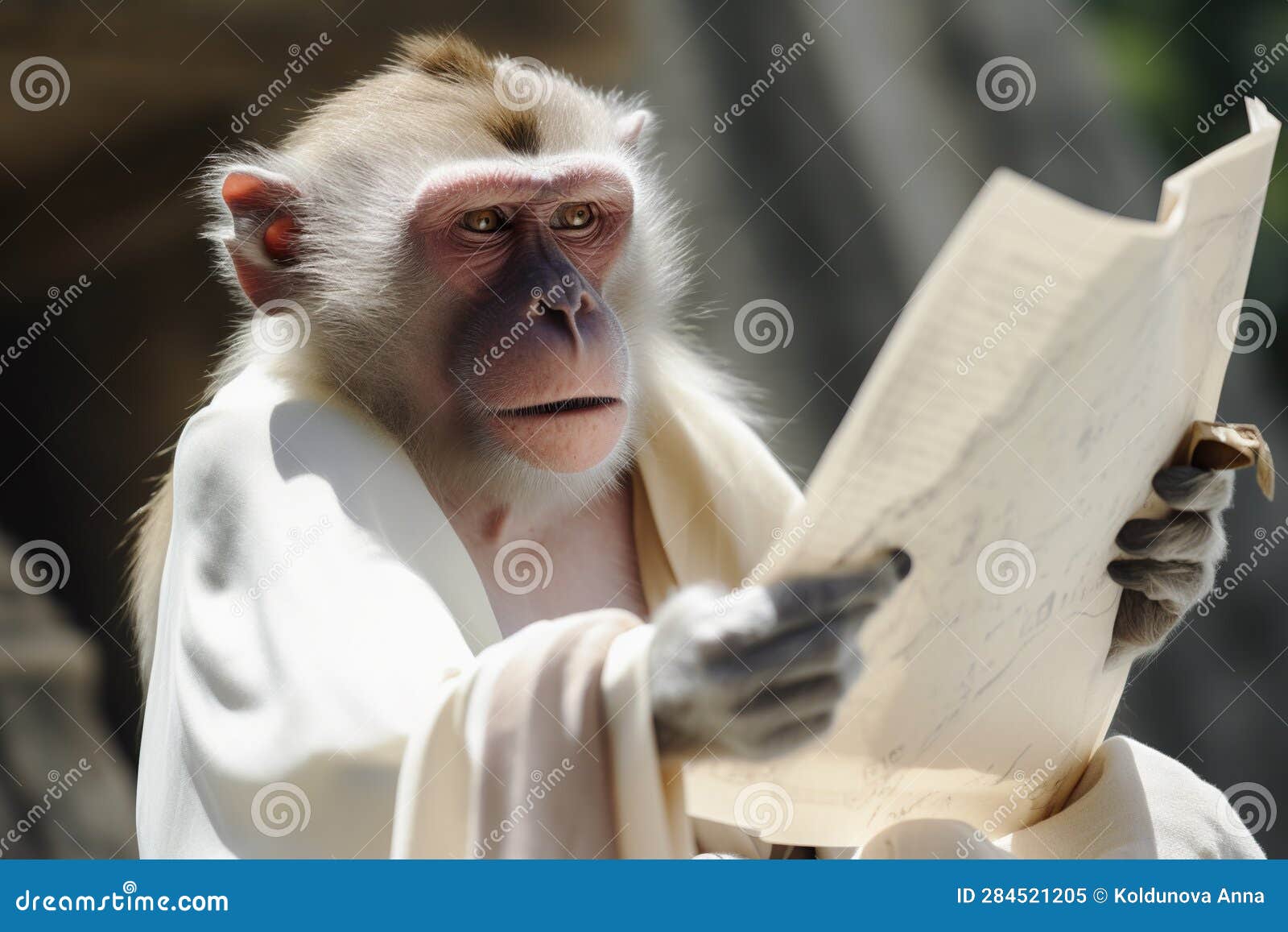 A Monkey Holding Paper Reading , Created with Generative AI Technology ...