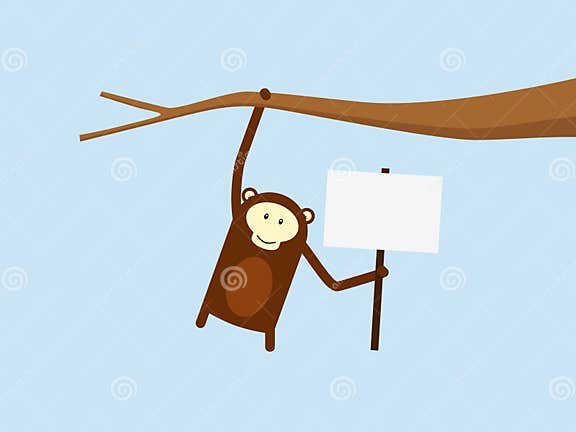 Monkey Holding Sign stock illustration. Illustration of chimp - 15449012