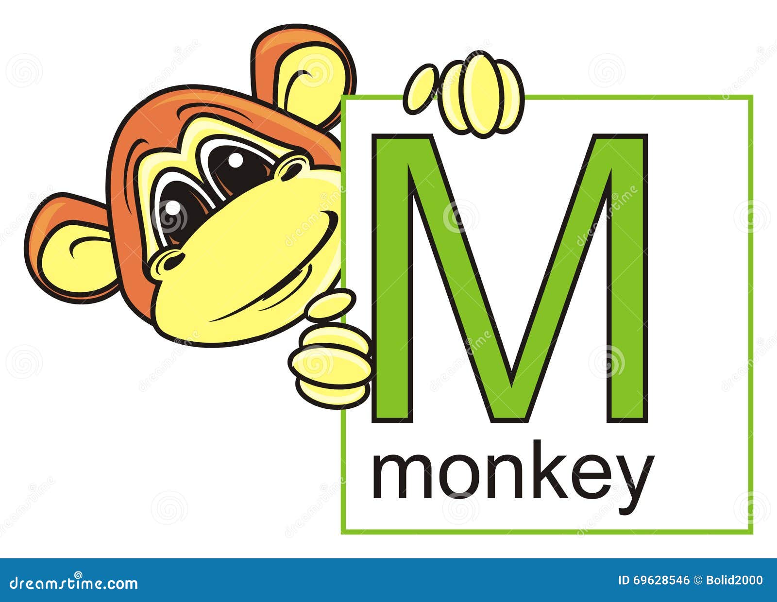 Monkey, Letter M Coloring Page Vector Illustration | CartoonDealer.com ...
