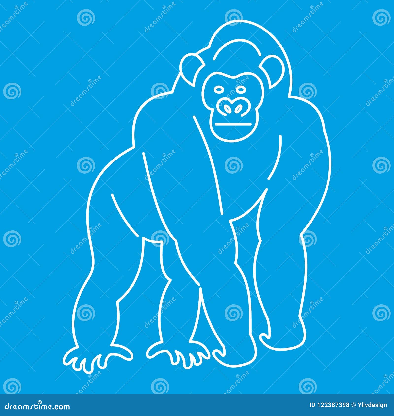 Monkey icon, outline stock vector. Illustration of climbing - 122387398