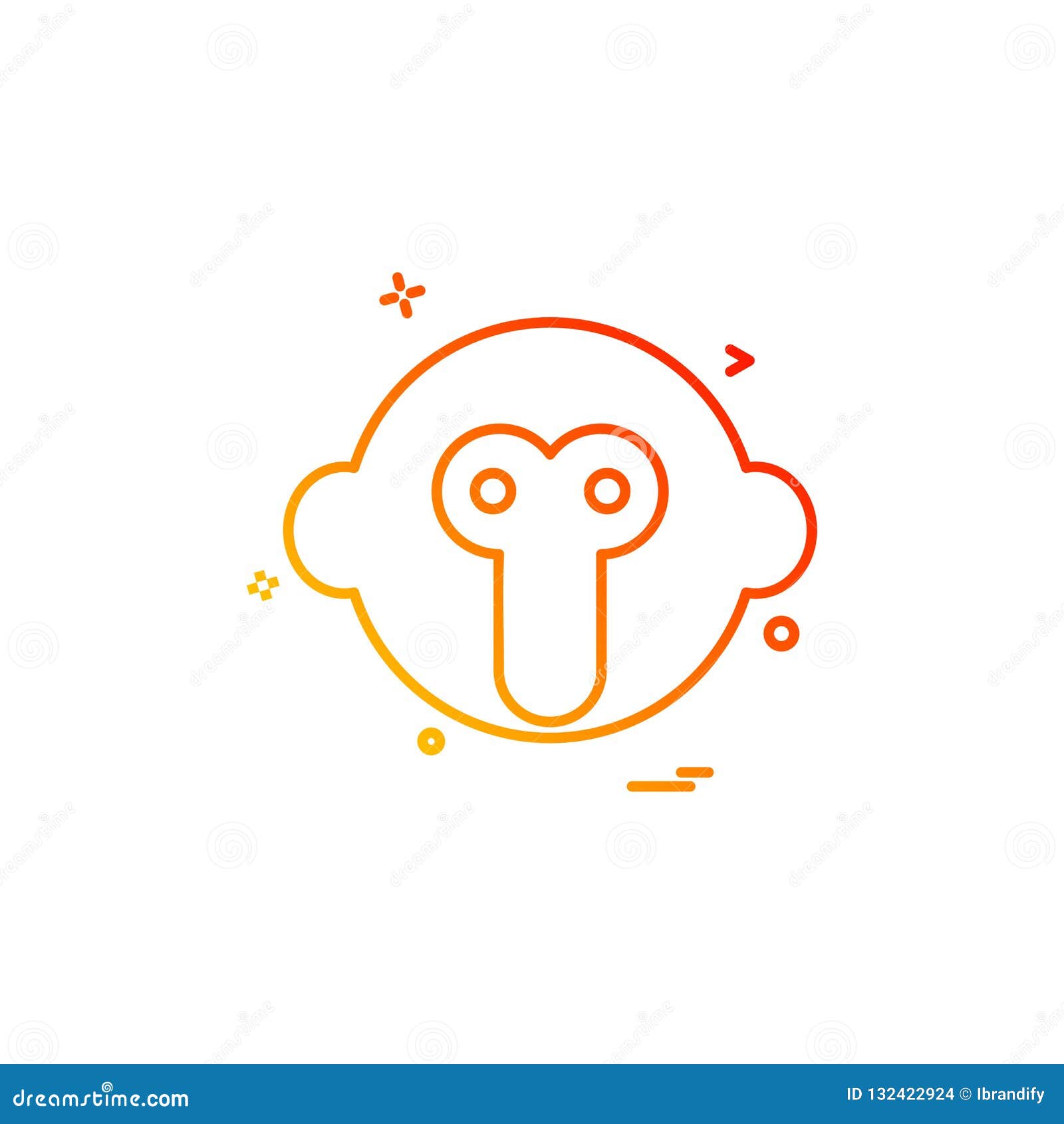 Monkey icon design vector stock vector. Illustration of drawing - 132422924
