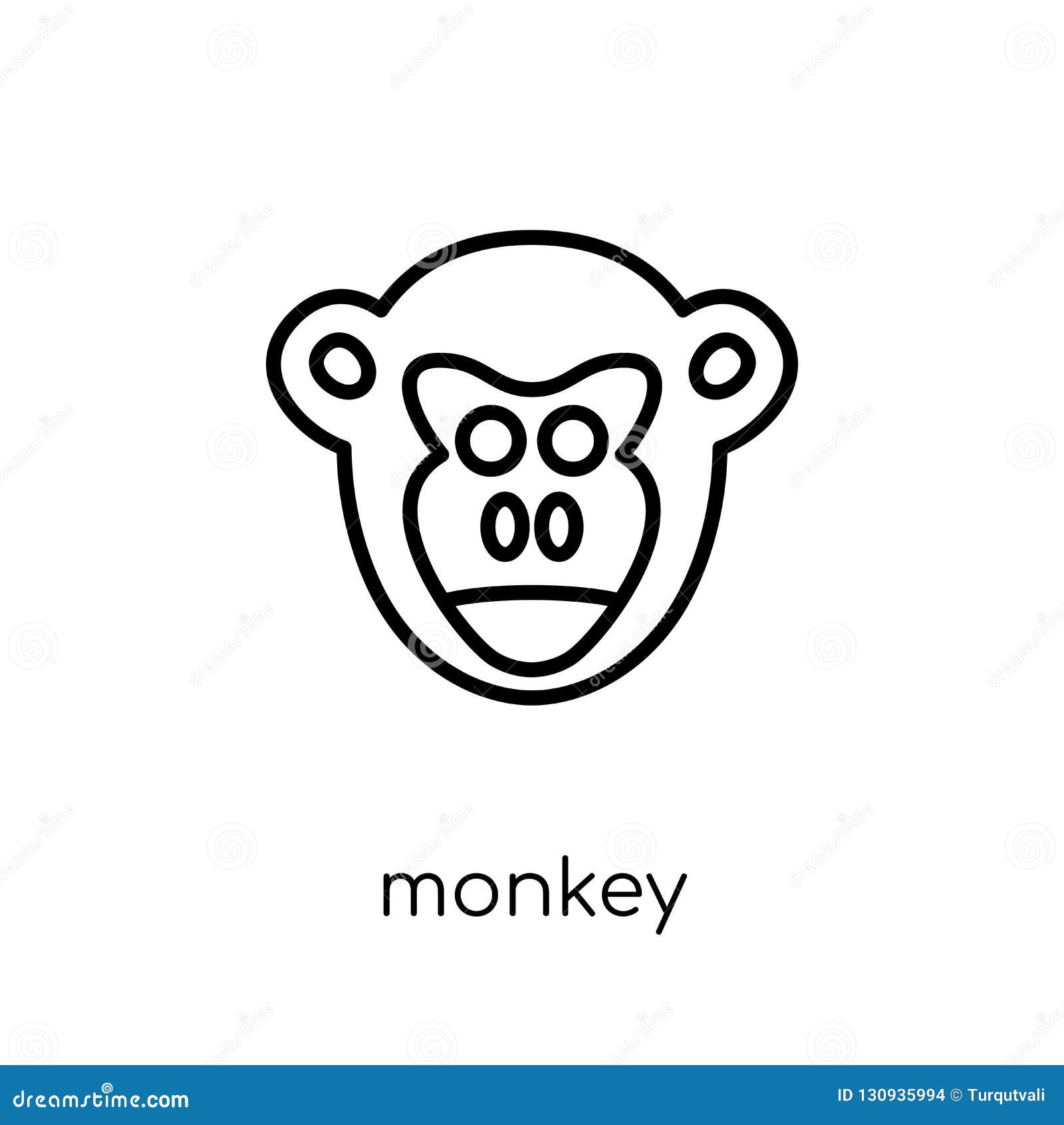 Monkey Icon. Trendy Modern Flat Linear Vector Monkey Icon on White ...
