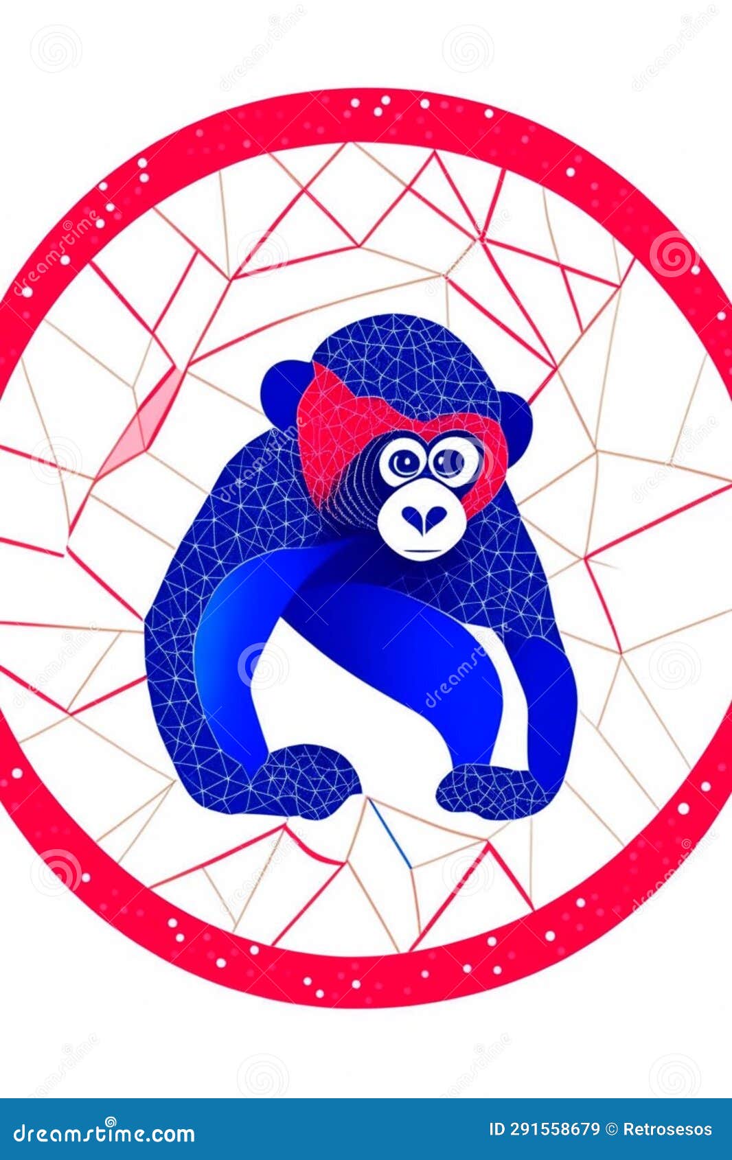 Monkey Illustration , Geometric Design on White Background Stock Image ...
