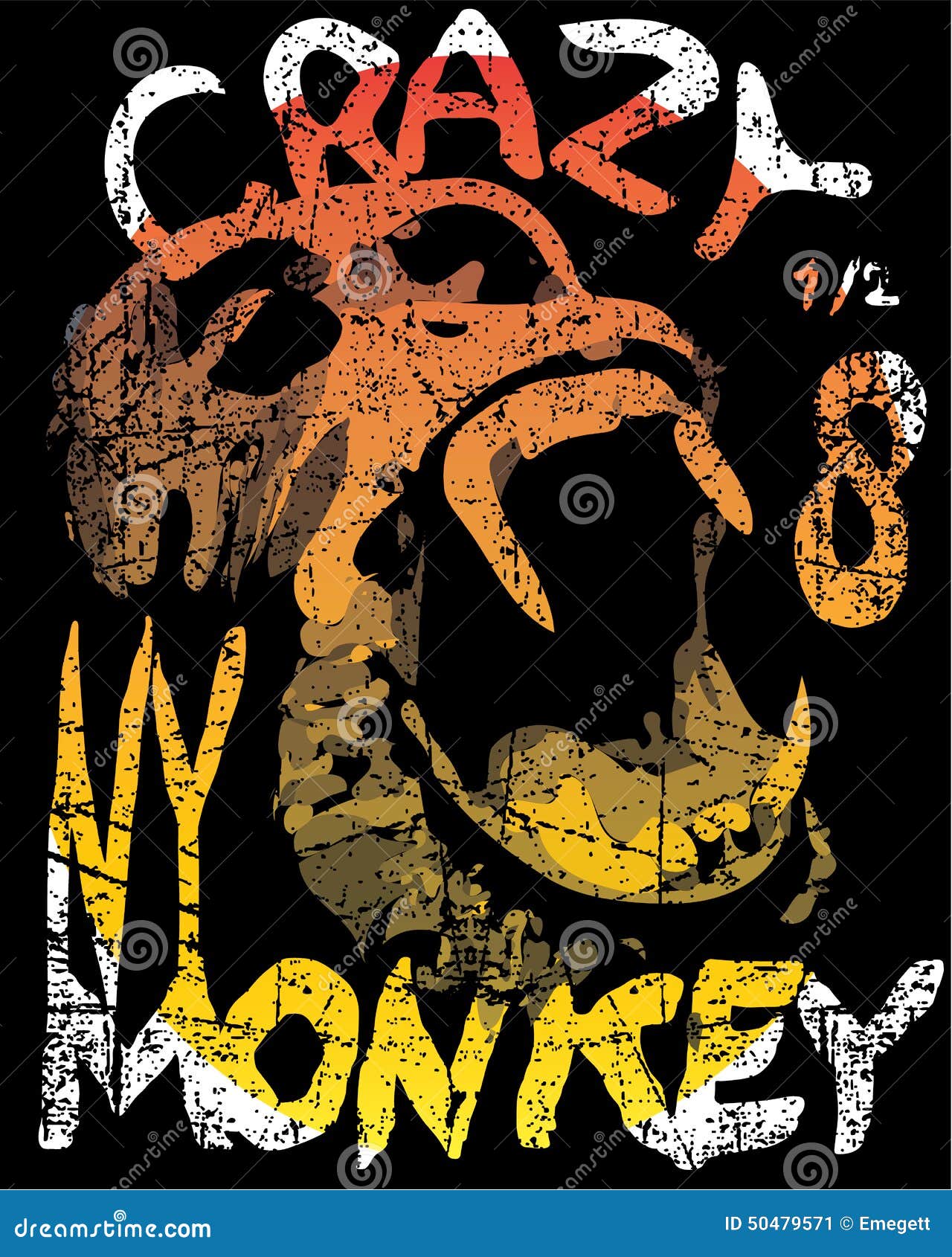 Monkey Illustration, Typography, T- Shirt Graphic Stock Illustration ...
