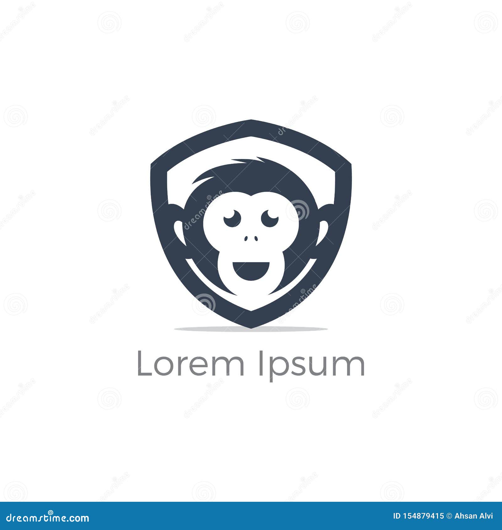 Monkey in Shield Logo Design, Monkey Vector Icon, Animal Illustration ...