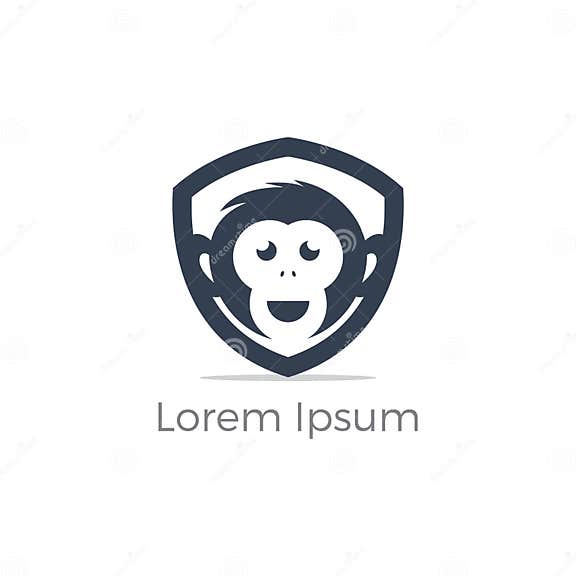 Monkey in Shield Logo Design, Monkey Vector Icon, Animal Illustration ...