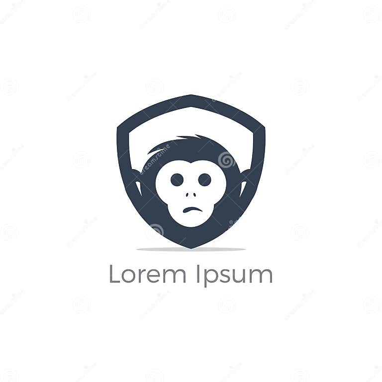 Monkey in Shield Logo Design, Monkey Vector Icon, Animal Illustration ...