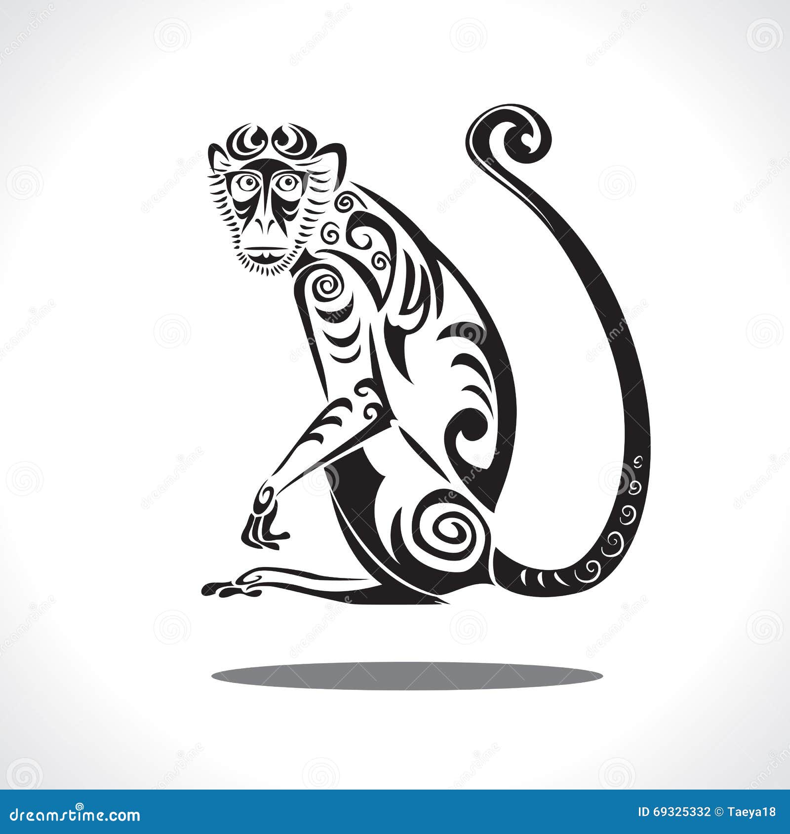 Monkey stock vector. Illustration of animal, design, graphic - 69325332