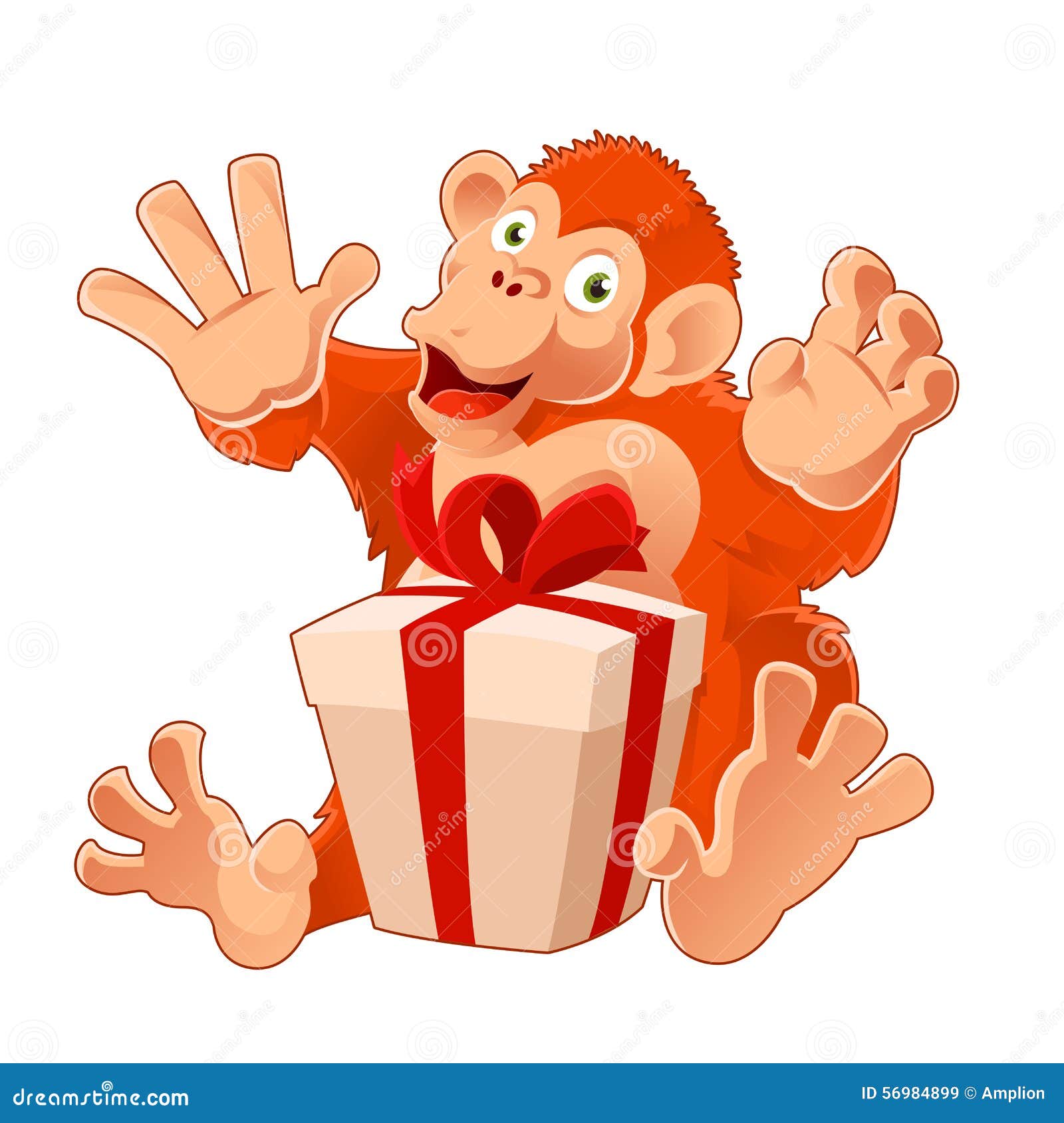 Monkey with its present stock vector. Illustration of baby - 56984899