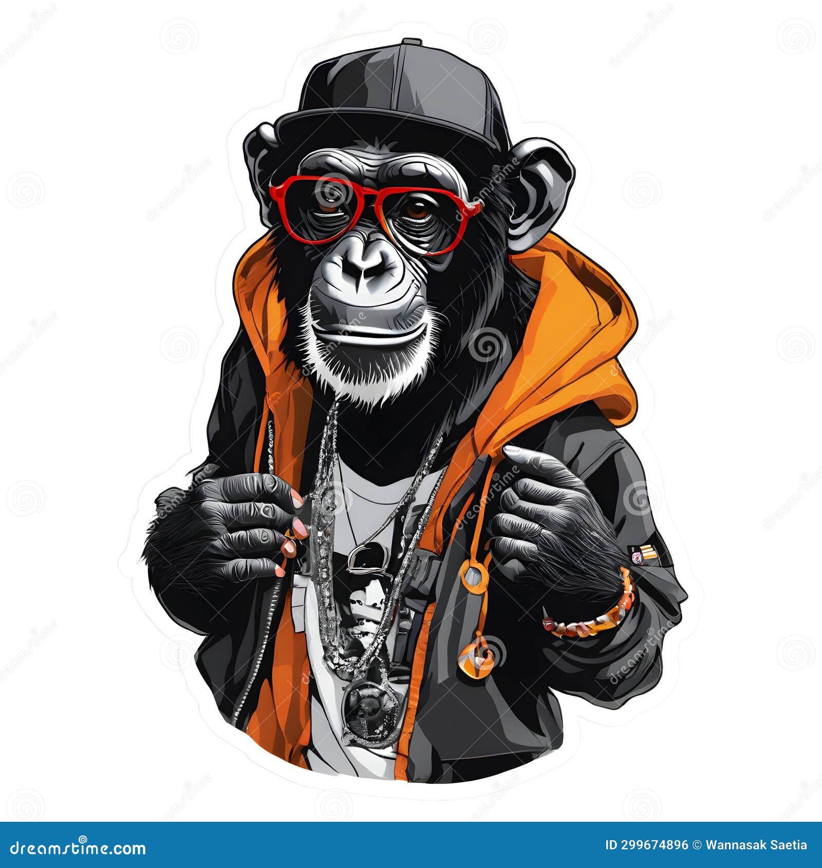 Monkey in a Jacket, Hat and Sunglasses Stock Illustration ...