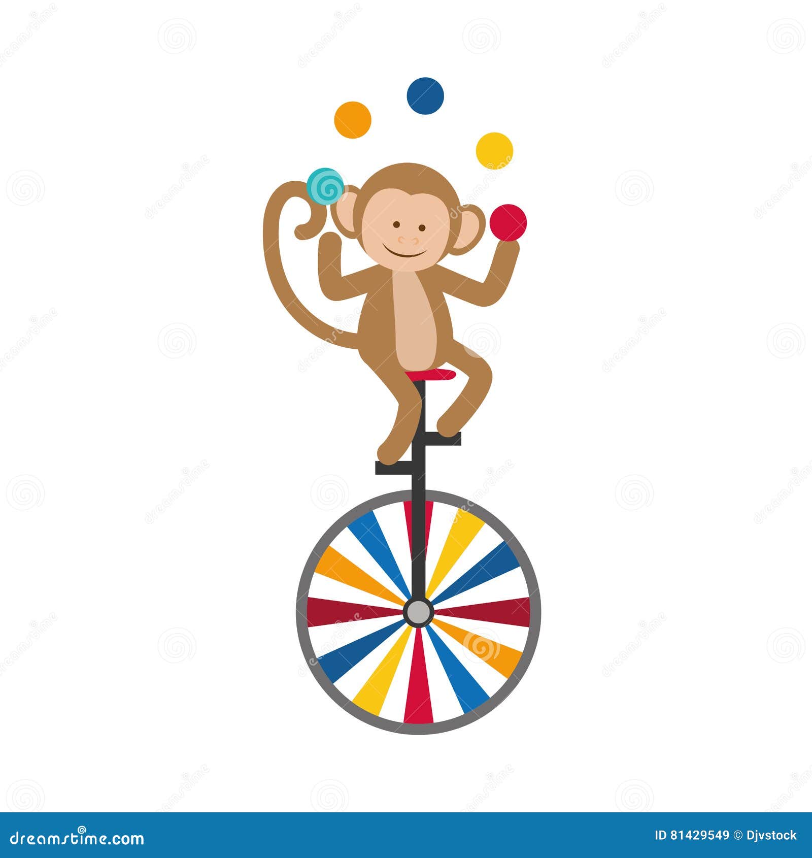 Monkey Juggling Cartoon Vector Illustration | CartoonDealer.com #81531248