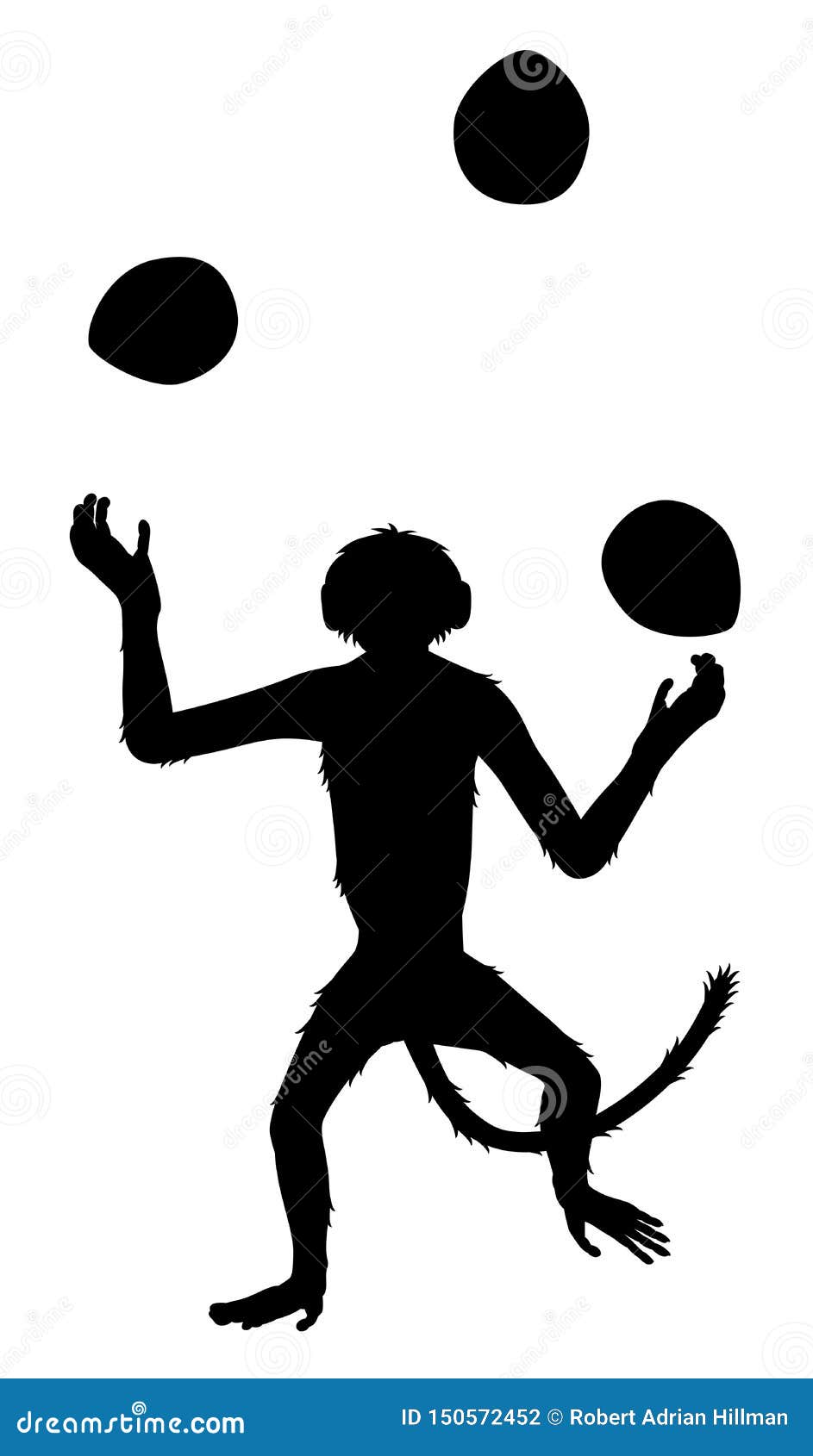 Monkey Juggling Coconuts Sihouette Stock Vector - Illustration of ...