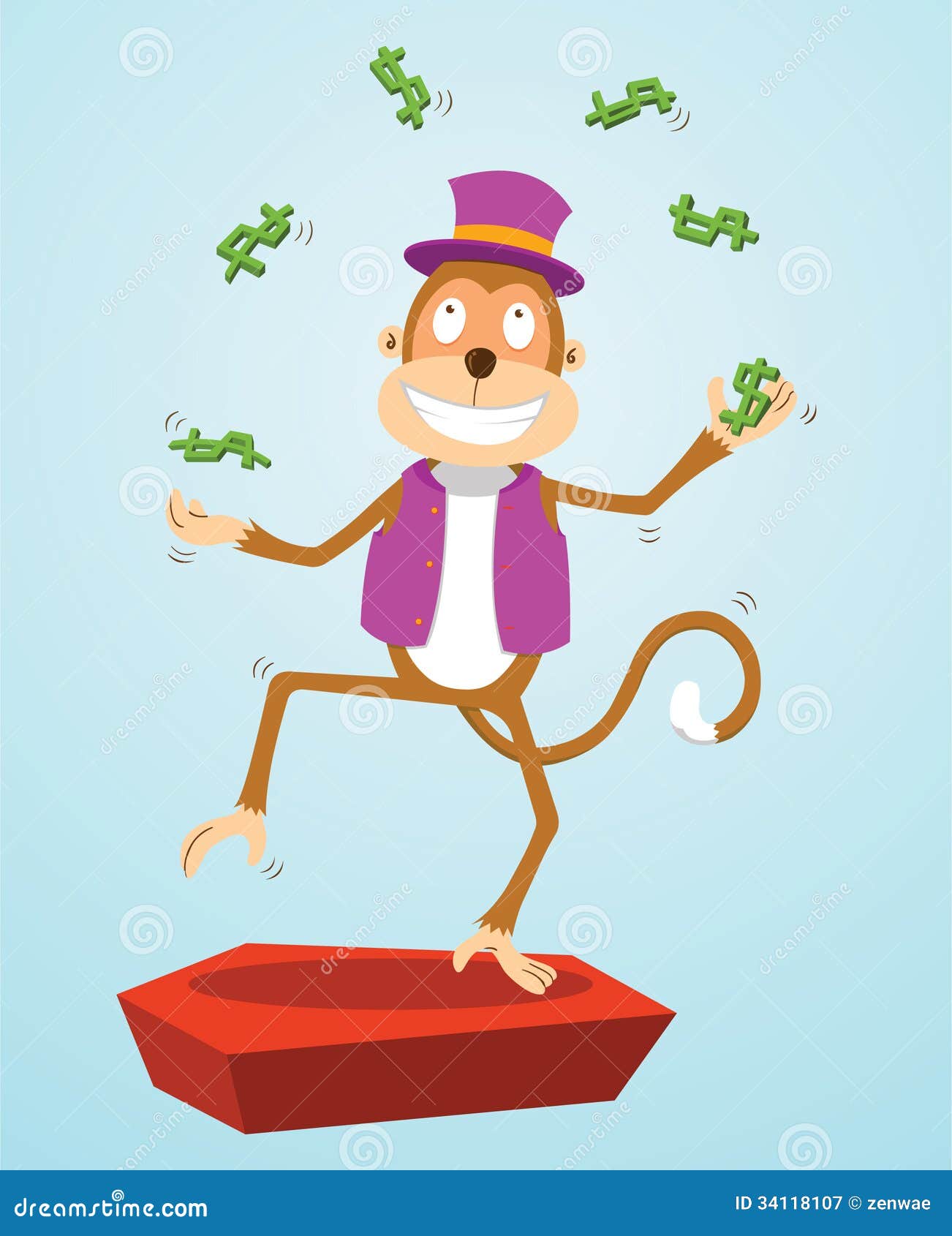 Monkey juggling money stock vector. Illustration of character - 34118107