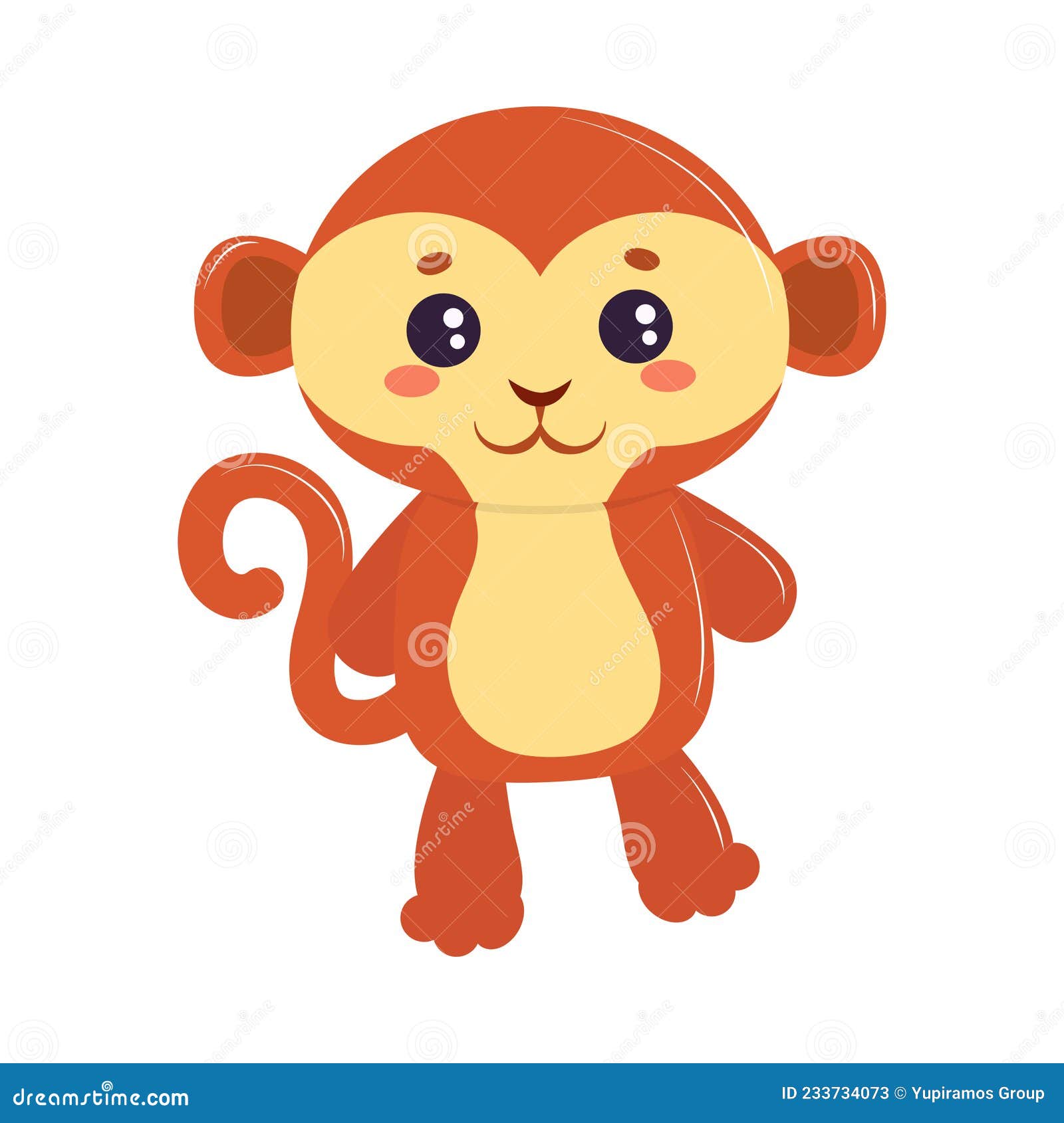 Monkey kawaii cute stock illustration. Illustration of isolated - 233734073