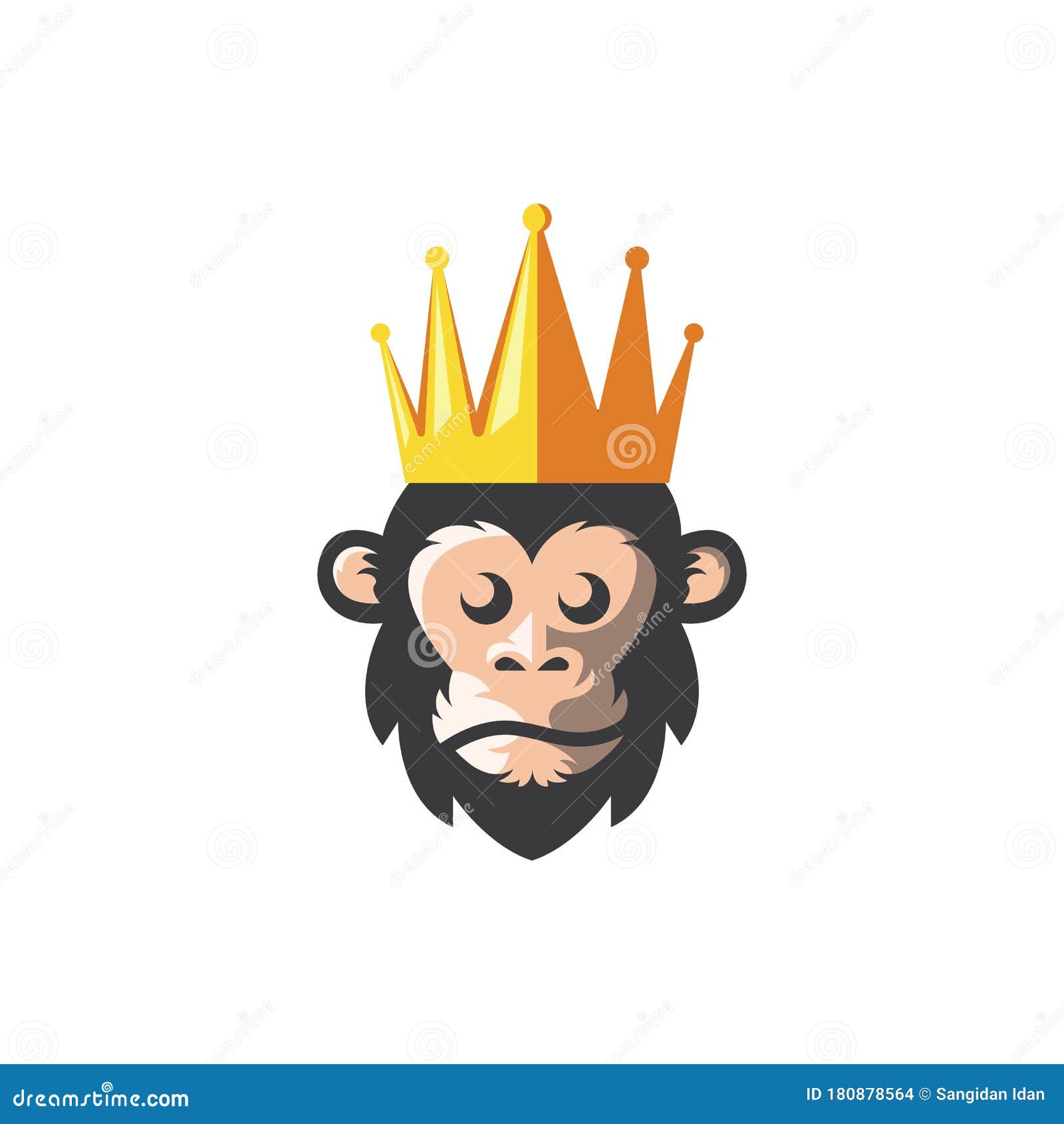 Monkey King with Goldel Crown Vector Icon Logo Illustration Stock ...