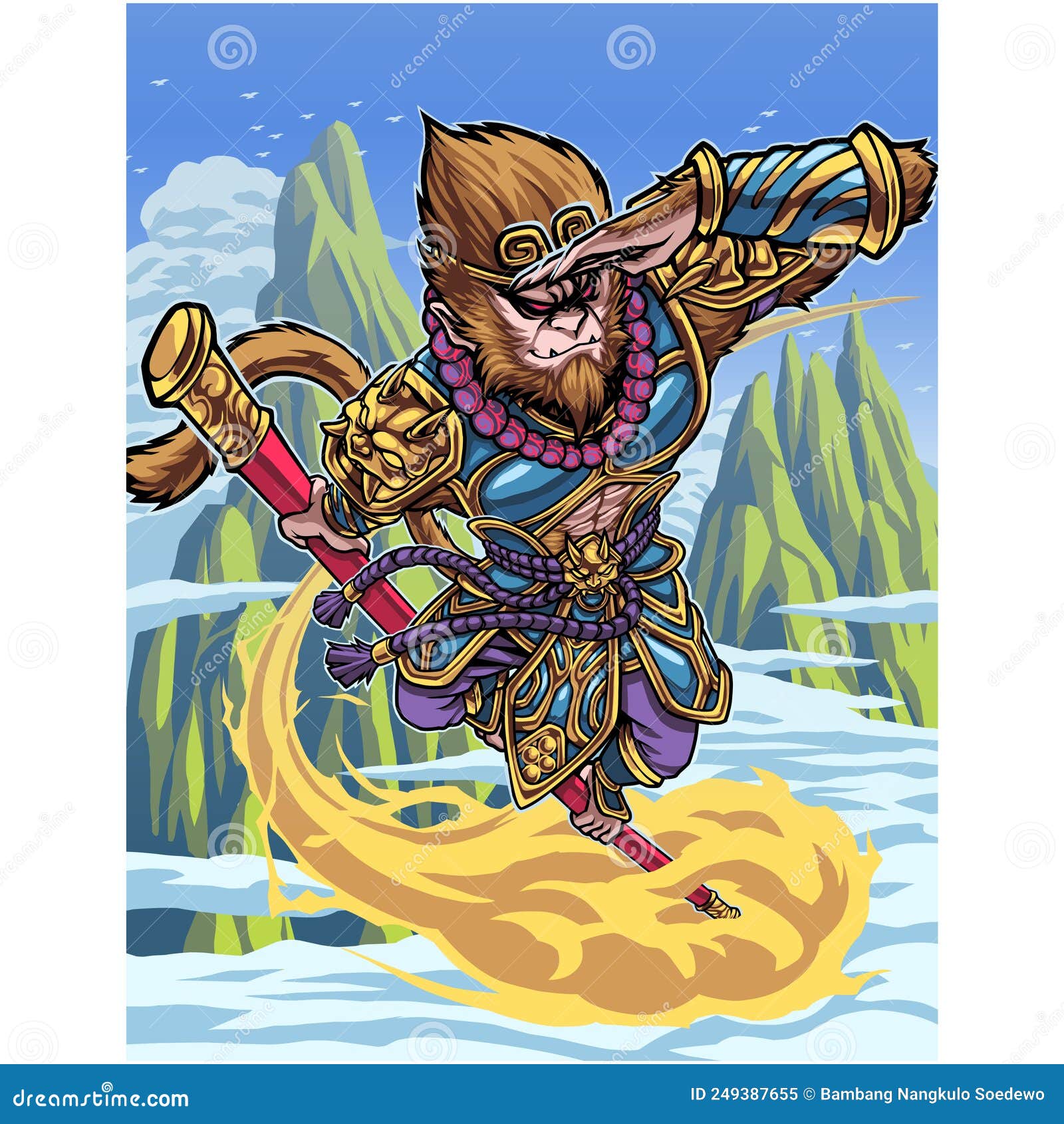 Monkey King Mascot Logo Design Stock Vector - Illustration of dangerous ...