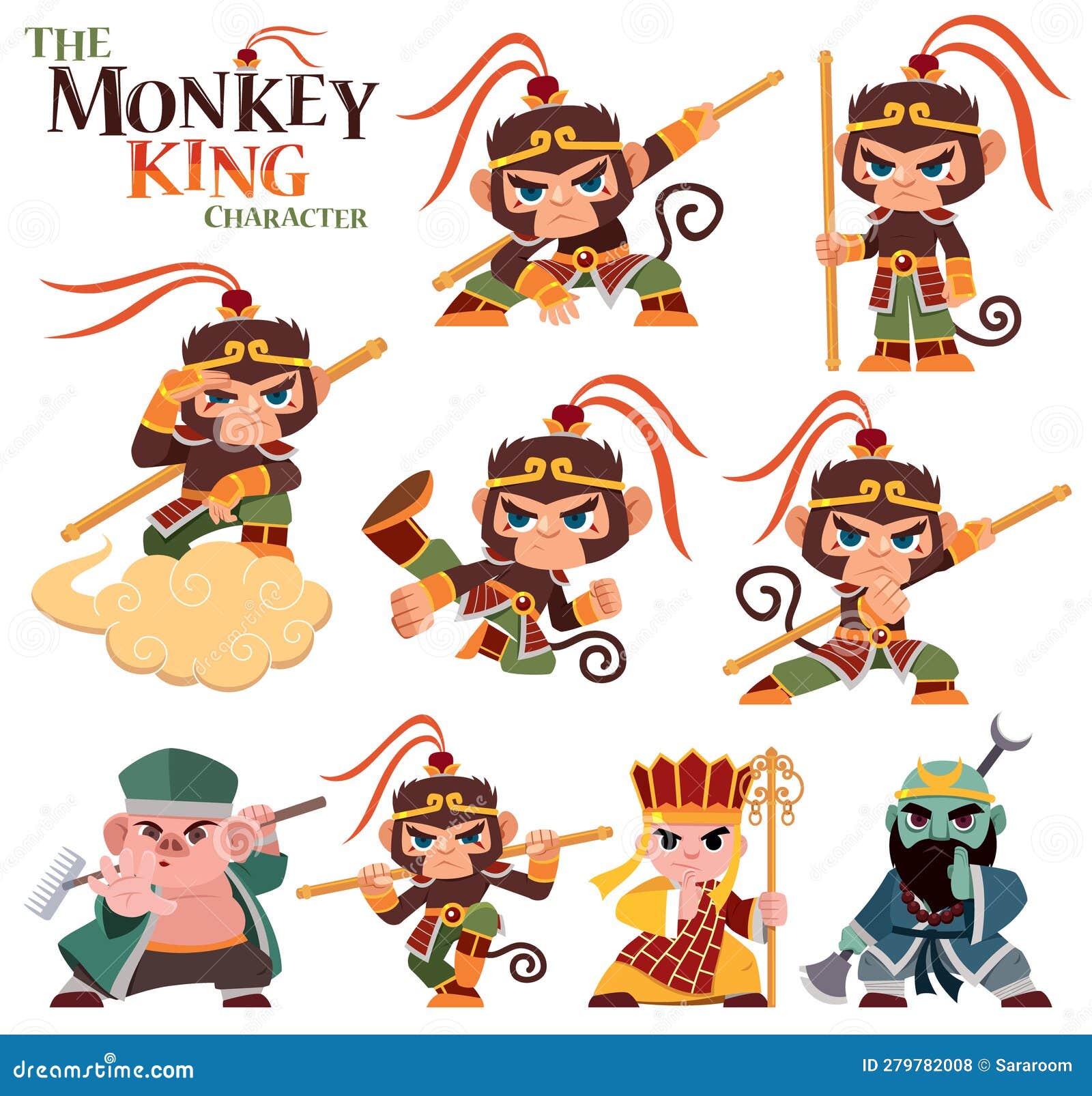 Monkey king stock vector. Illustration of cute, monk - 279782008